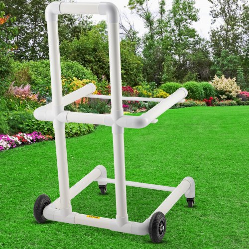 VEVOR Recycling Cart, 2" PVC & Plastic Heavy Duty Moving Bin Cart with ...