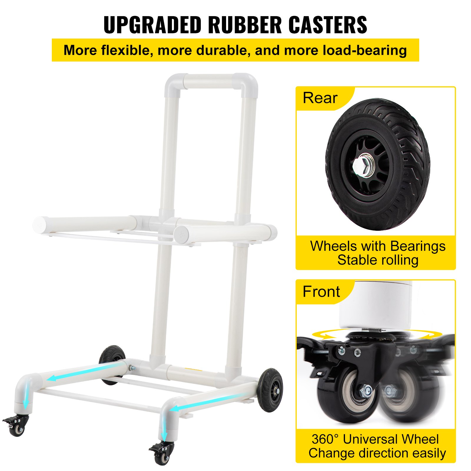 VEVOR Recycling Cart, 2" PVC & Plastic Heavy Duty Moving Bin Cart with ...