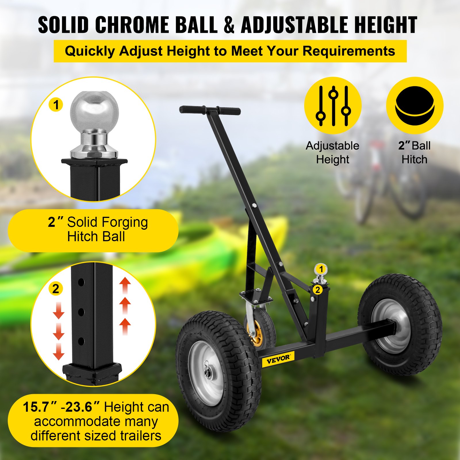 VEVOR Adjustable Trailer Dolly, 800 Lbs Capacity Trailer Mover Dolly ...