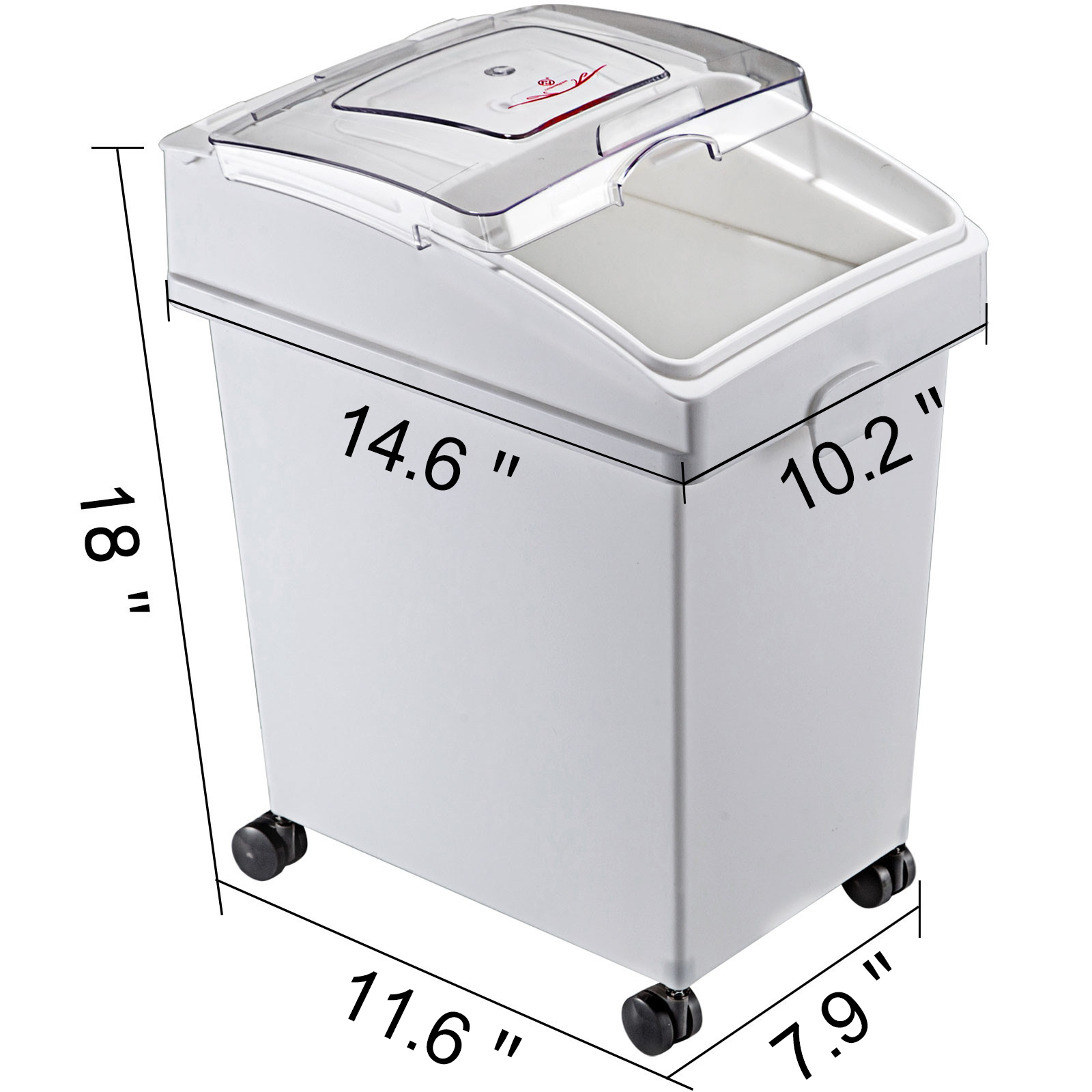 2 Packs Dry Ingredient 6.6 Gal Storage Bin Scoop Caster Commercial ...