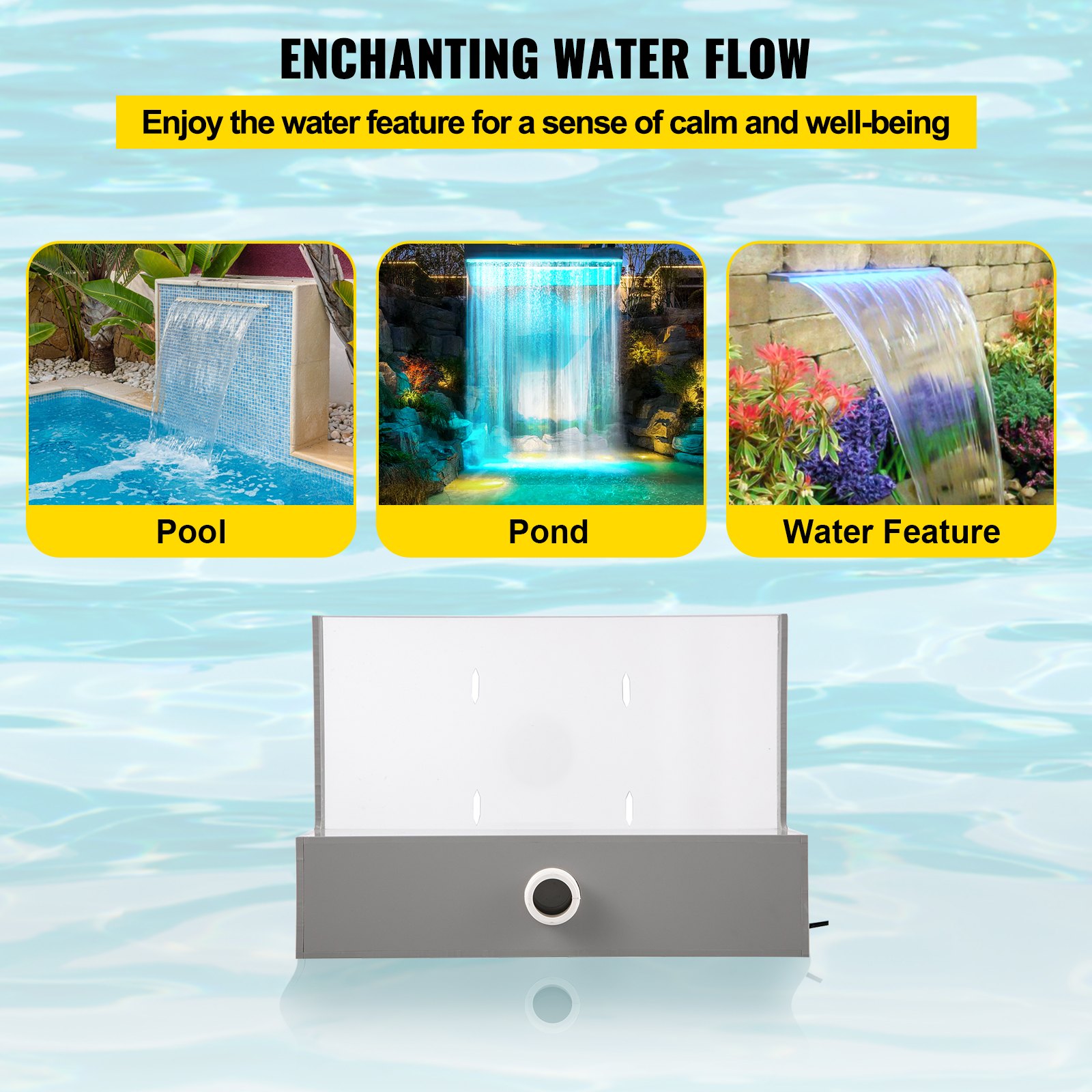 Fountain Spillway Waterfall Pool LED Lighted Spillway11.8"Acrylic ...