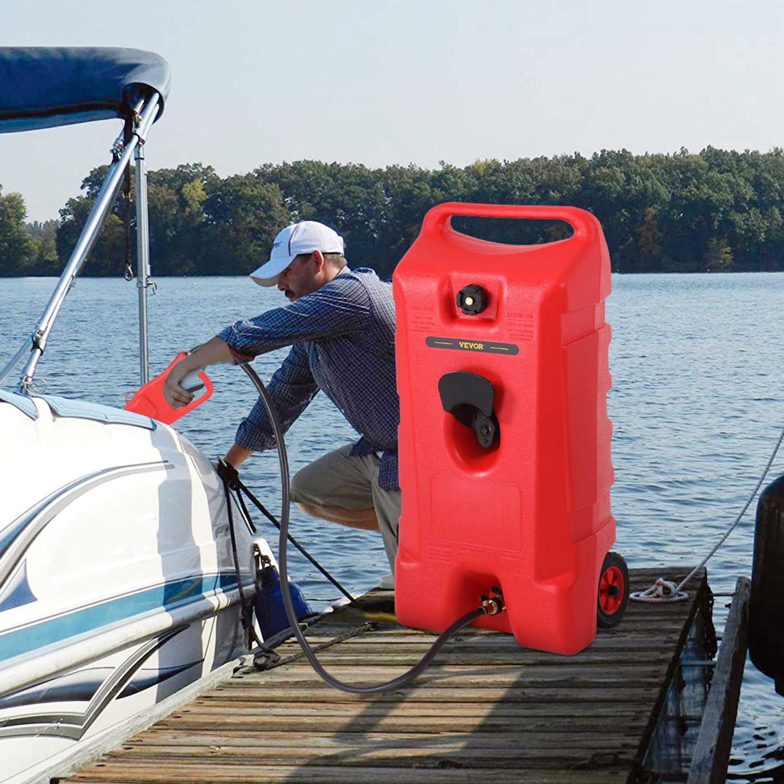 VEVOR 14 Gallon Fuel Caddy, Gas Storage Tank on-Wheels, with Siphon ...