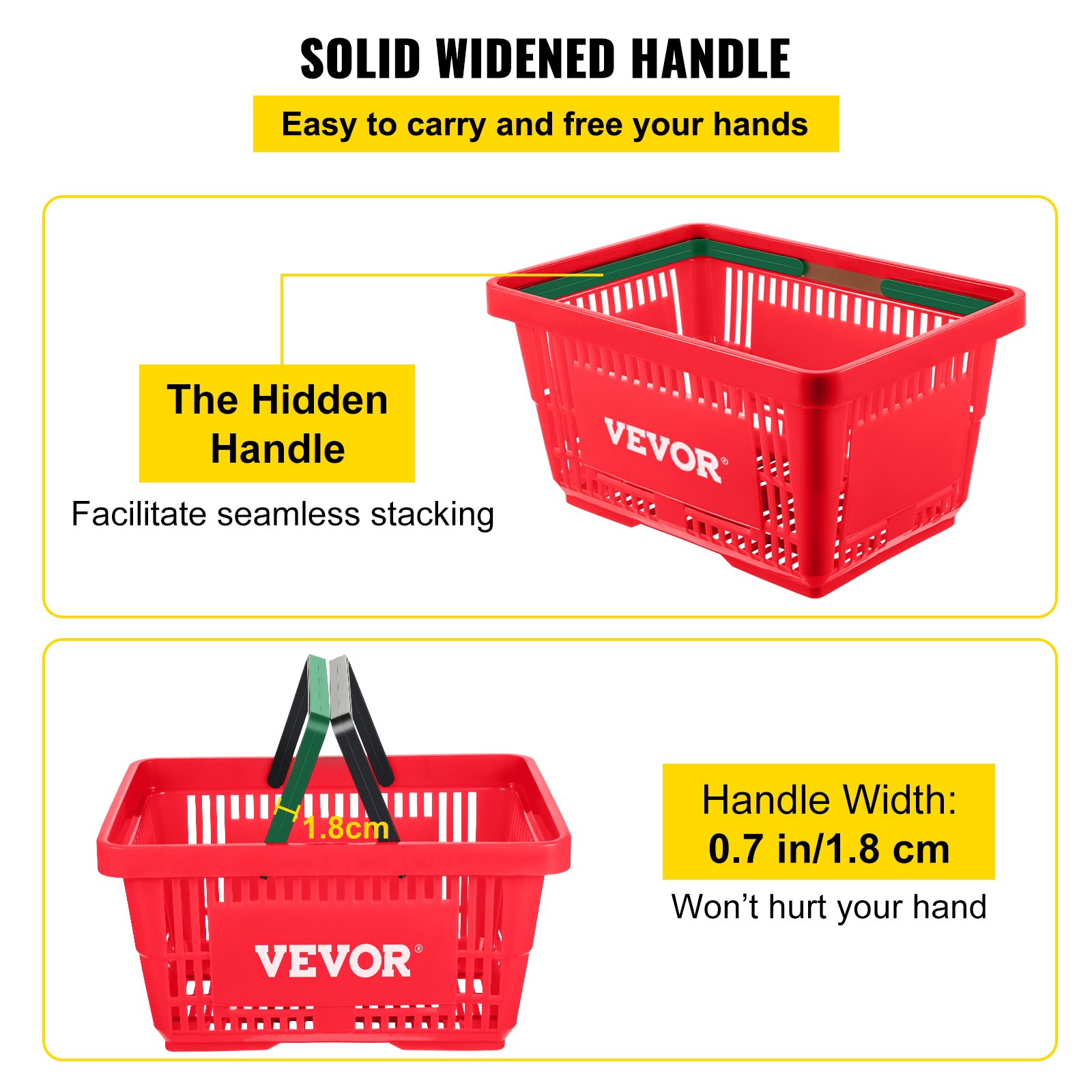 VEVOR Shopping Basket Store Baskets 16.9" x 11.8" w/ Plastic Handle ...