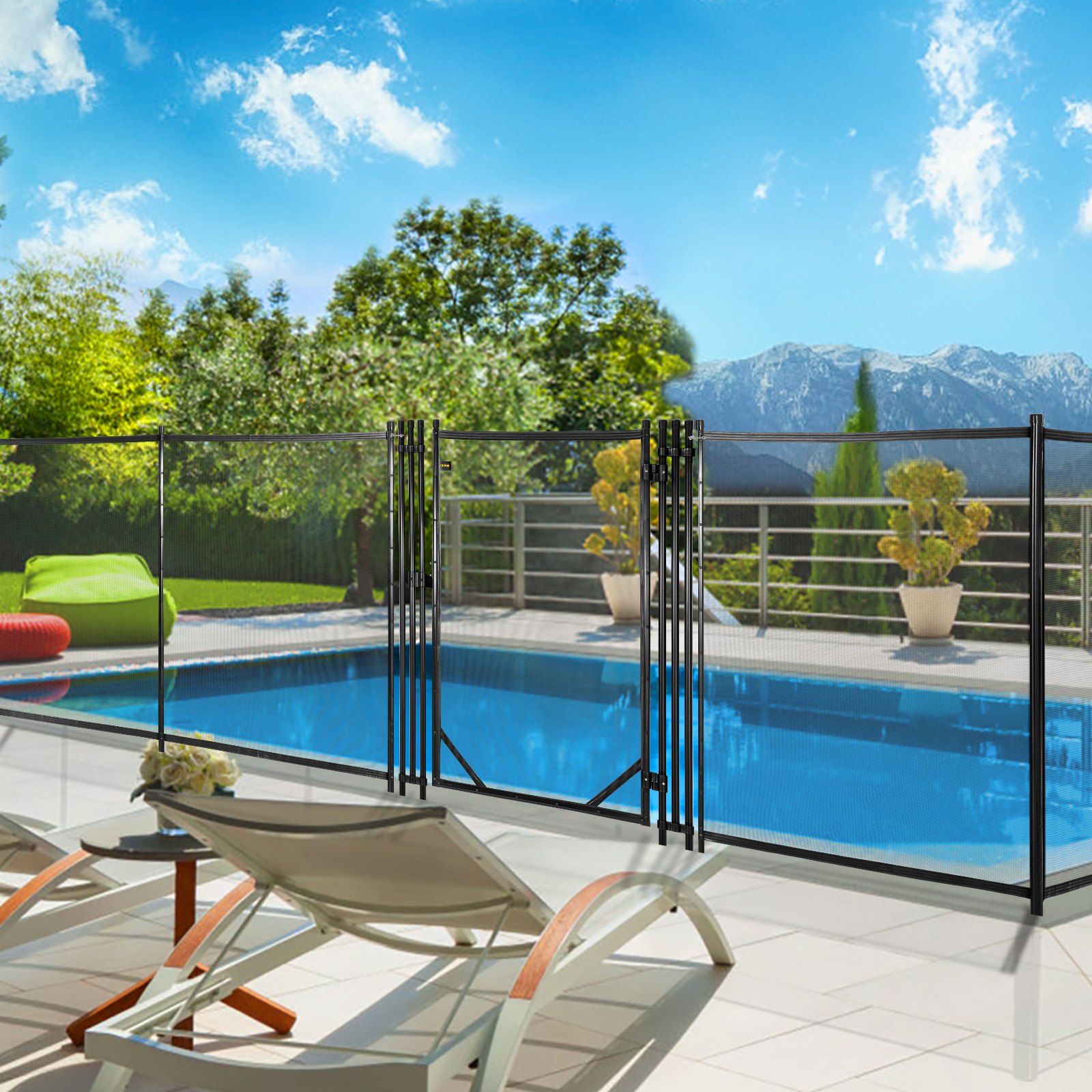 VEVOR Pool Fence Gate 4x2.5 Ft, Pool Safety Fence Gate Kit 1000D Powder ...