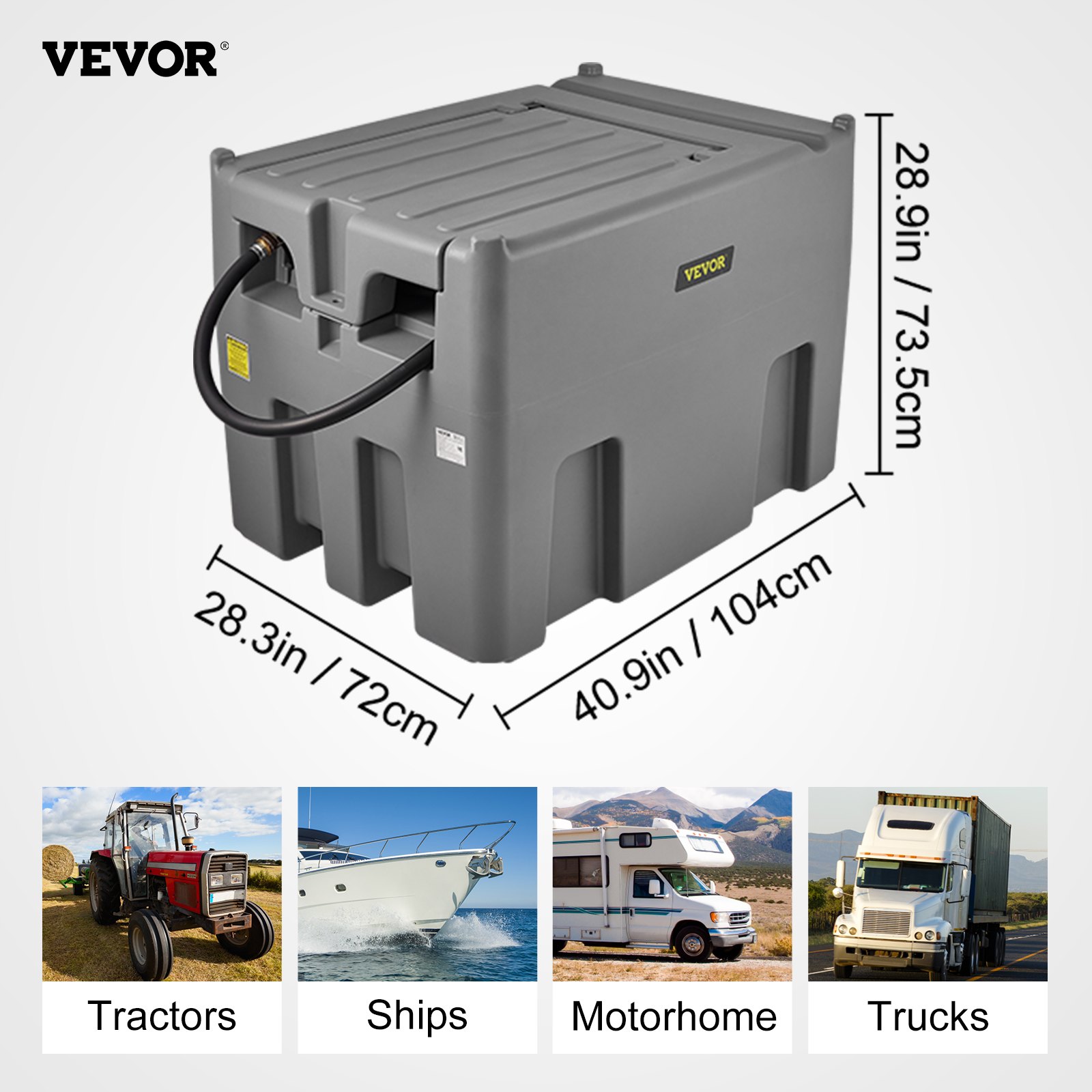 VEVOR Portable Diesel Tank, 116 Gallon Capacity & 10 GPM Flow Rate ...