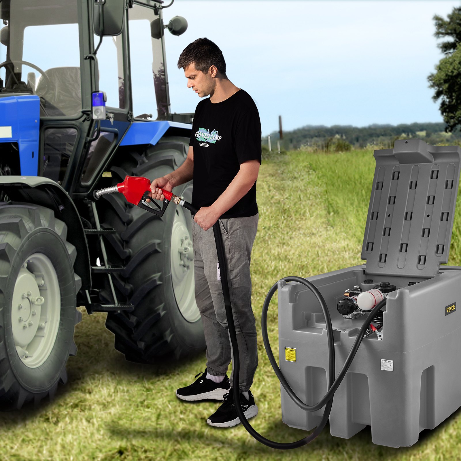 VEVOR Portable Diesel Tank, 116 Gallon Capacity & 10 GPM Flow Rate ...