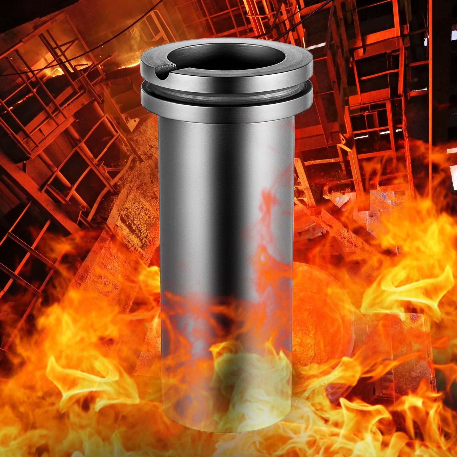 VEVOR High Purity Graphite Crucible, 3 kg Graphite Furnace, Double Ring ...
