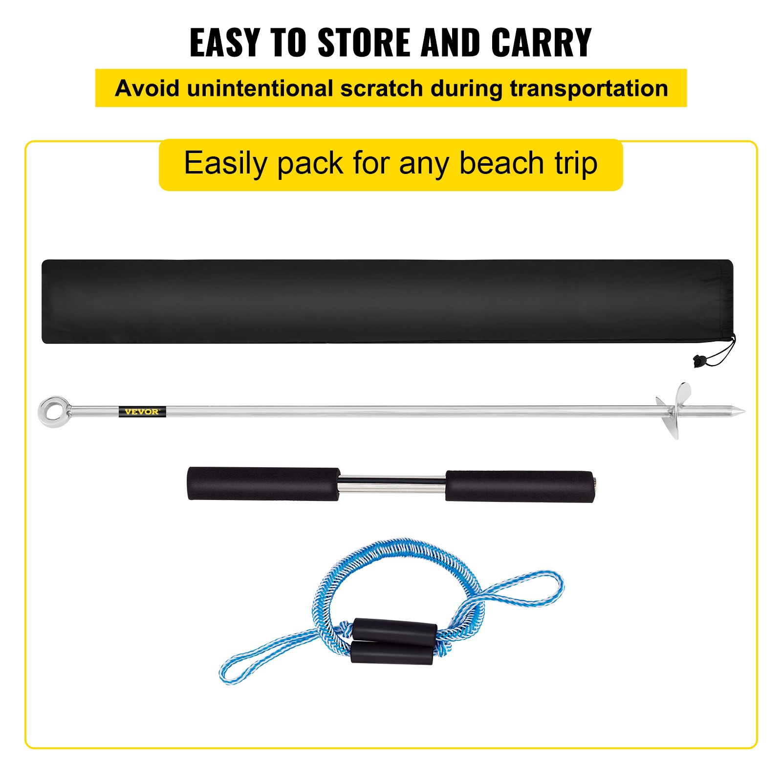 VEVOR Sand Anchor, 36" Length Auger to The Beach and Sandbar, 316 ...