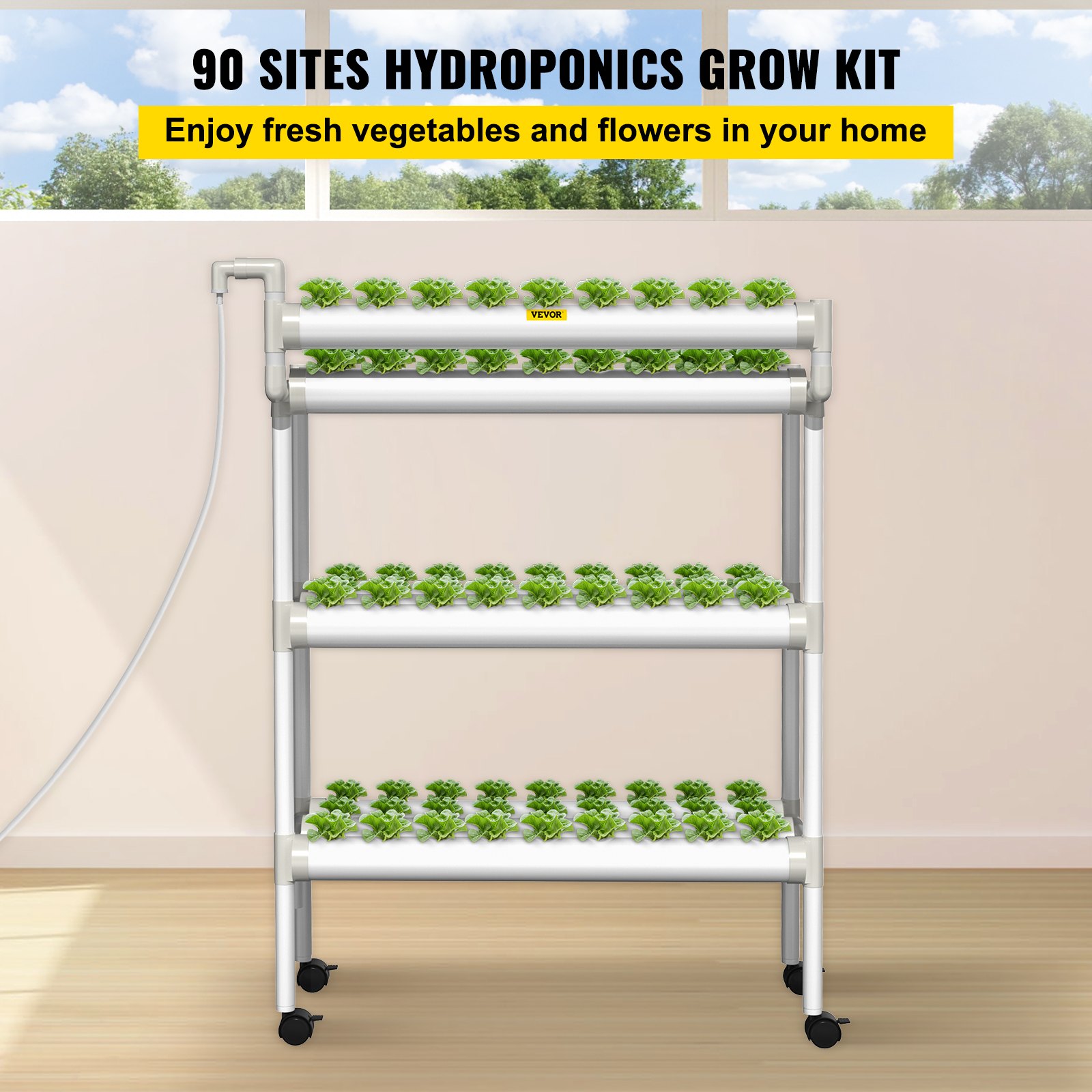 VEVOR Hydroponic Grow Kit Hydroponics System 90 Plant Sites 3 Layers 10 ...