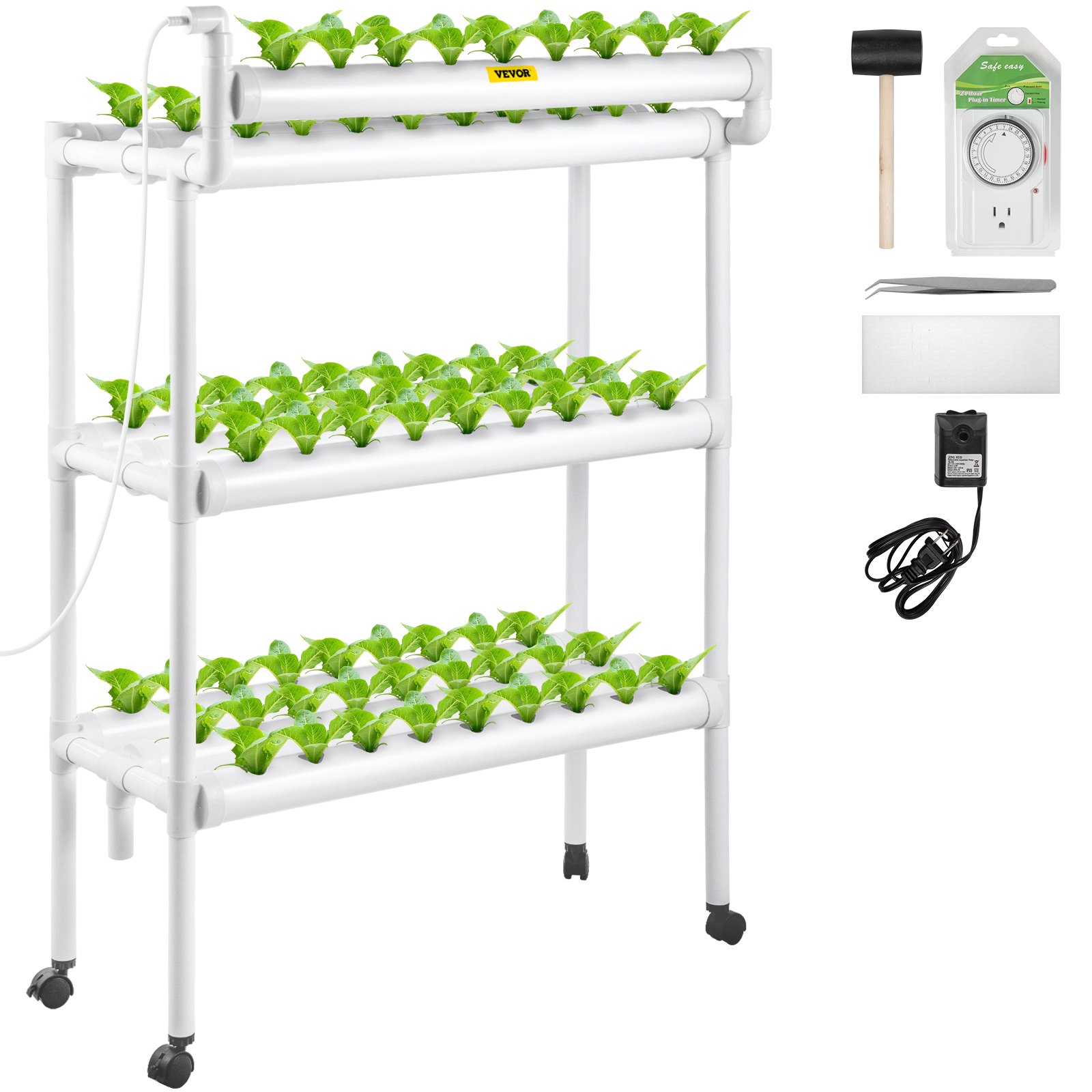 VEVOR Hydroponics Growing System, 90 Sites 10 Pipes Hydroponic System ...