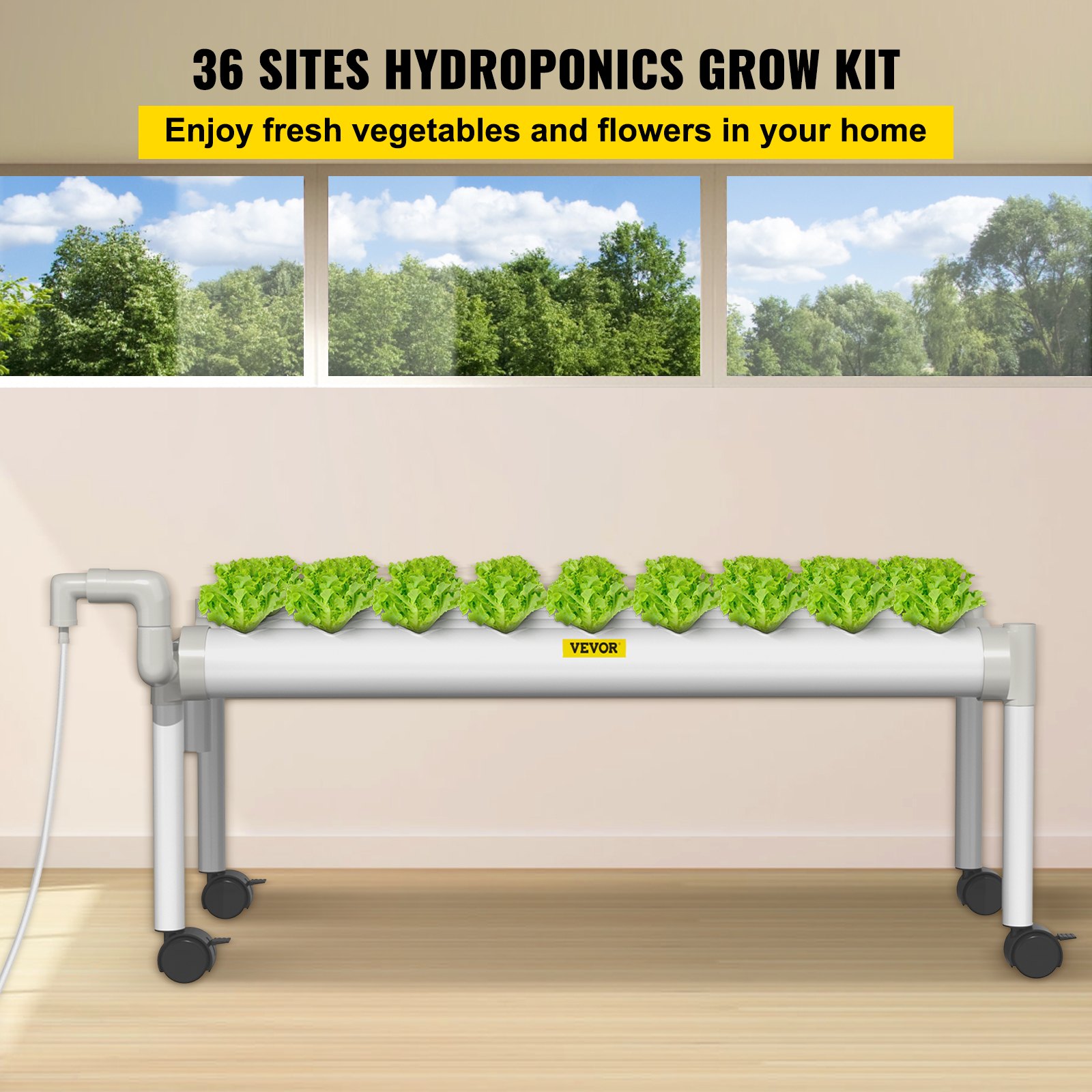 VEVOR Hydroponic Grow Kit Hydroponics System 36 Plant Sites 1 Layer 4 ...