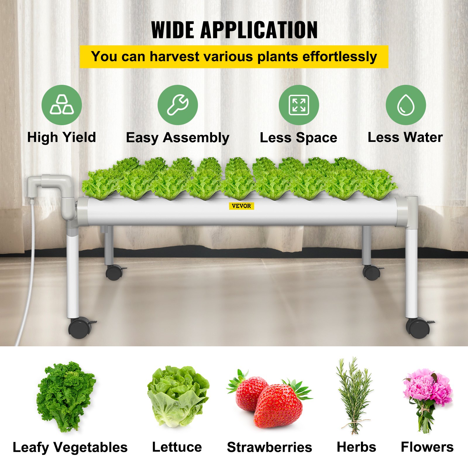 VEVOR Hydroponic Grow Kit Hydroponics System 72 Plant Sites 1 Layer 8 ...