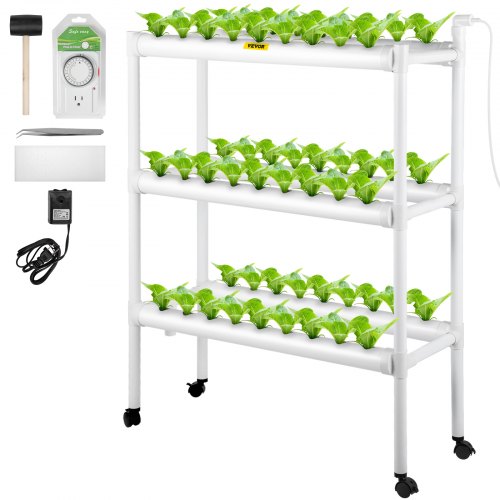 VEVOR Hydroponic Grow Kit Hydroponics System 54 Plant Sites 3 Layers 6 ...