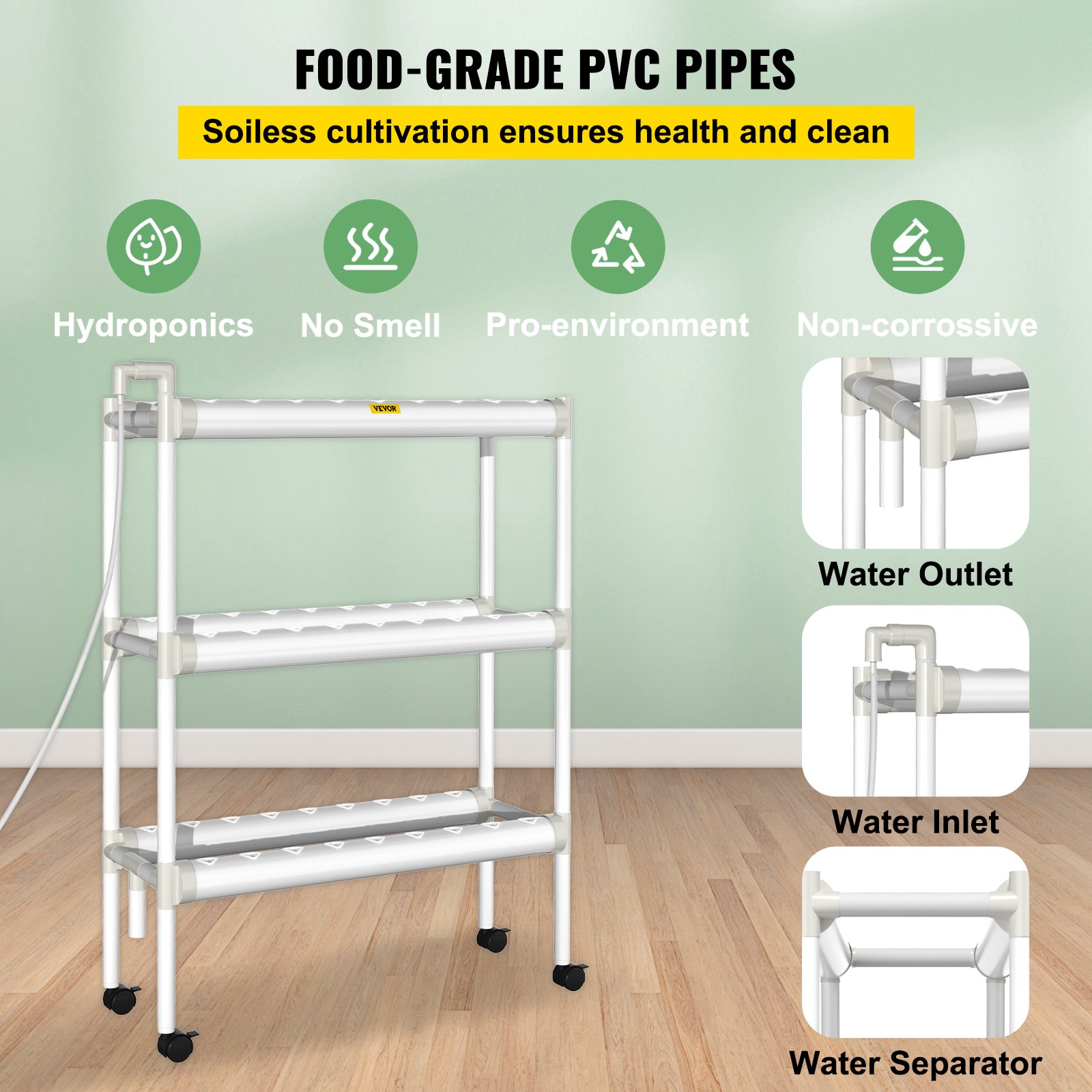 VEVOR Hydroponic Grow Kit Hydroponics System 54 Plant Sites 3 Layers 6 ...