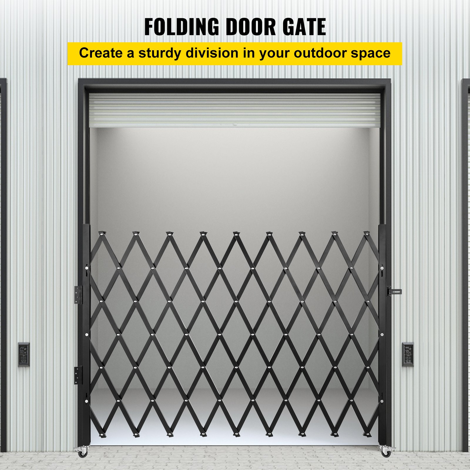 VEVOR Single Folding Security Gate, 71" W x 48" H Folding Door Gate ...