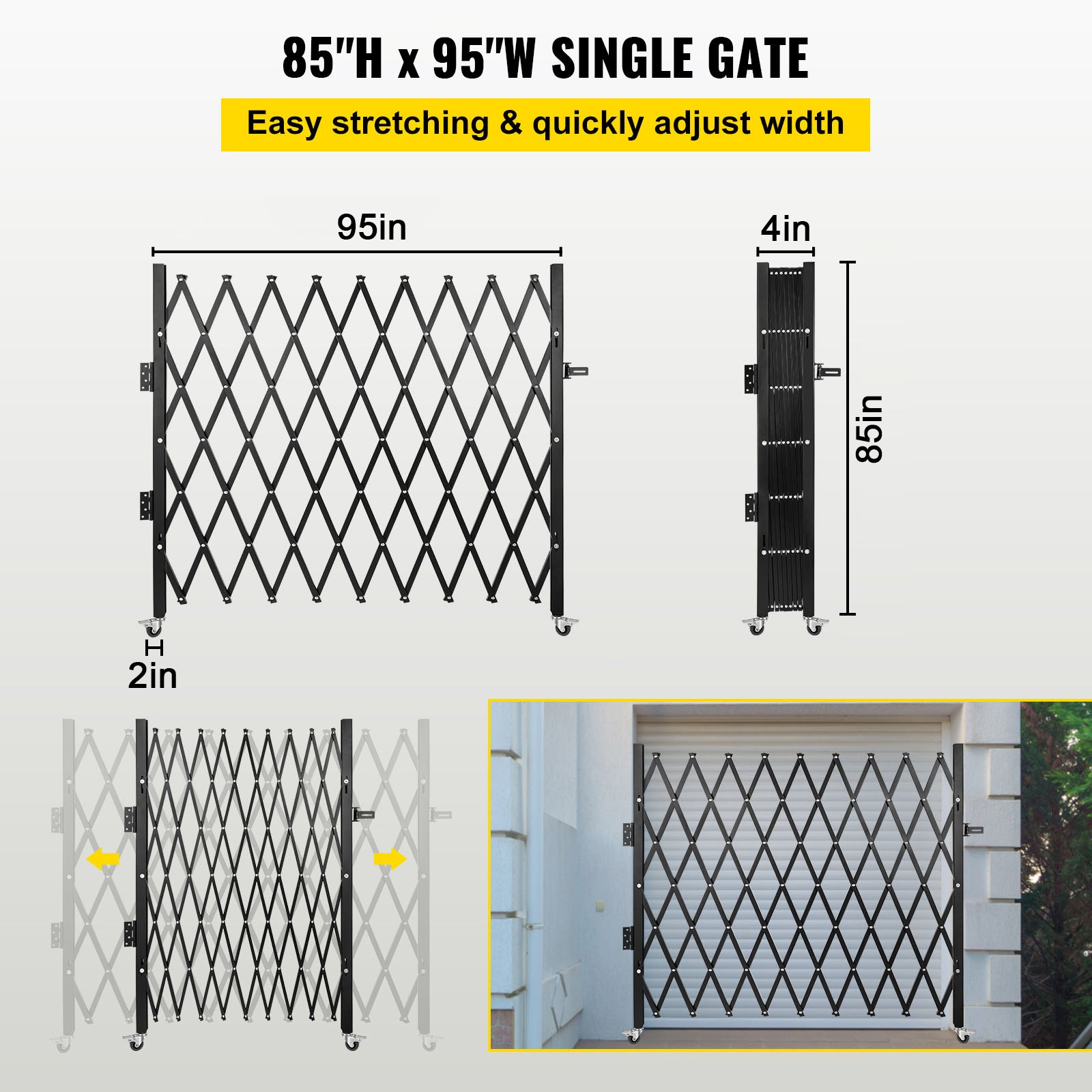 VEVOR Single Folding Security Gate, 6-1/2' H x 7-1/2' W Folding Door ...