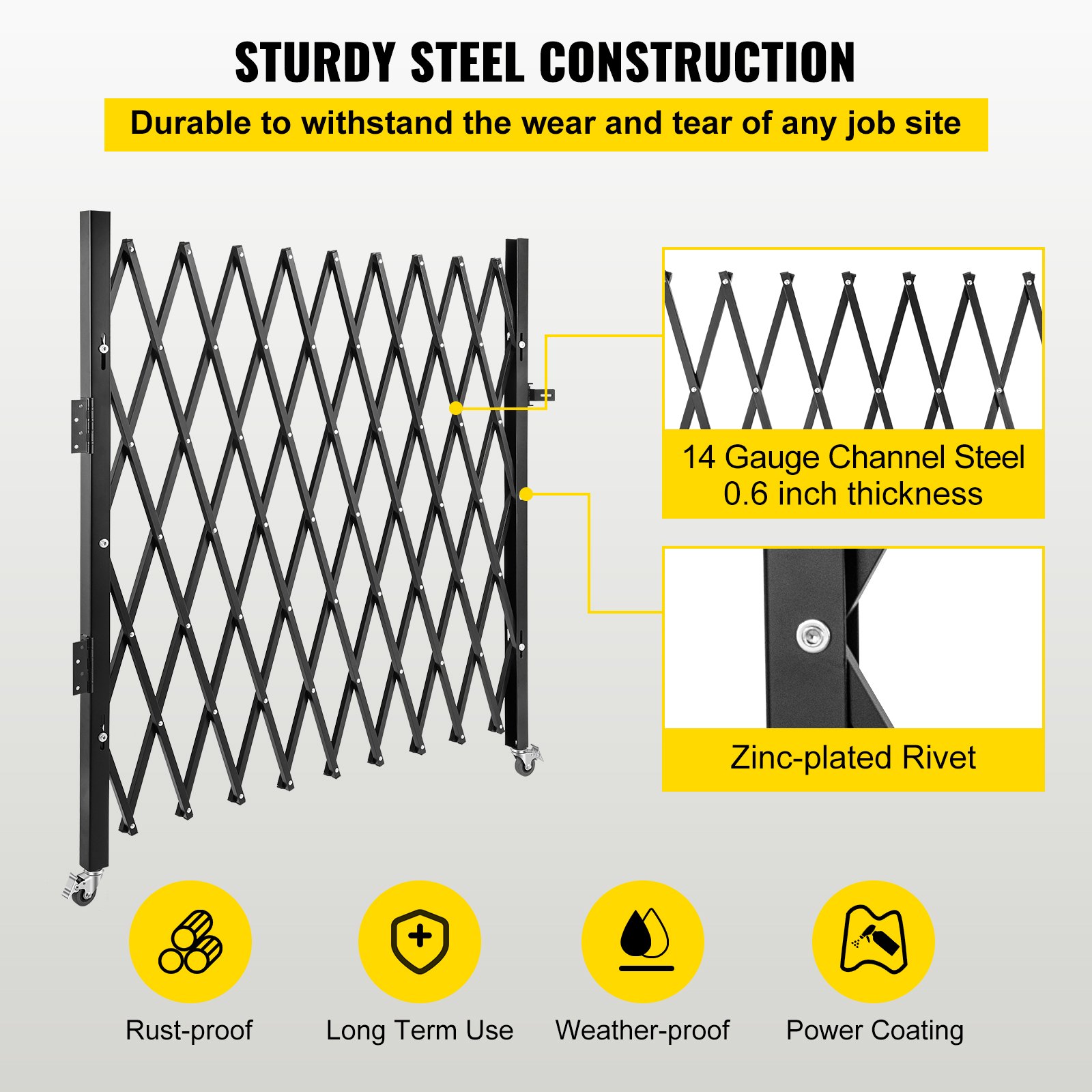 VEVOR Single Folding Security Gate, 7' H x 6-1/2' W Folding Door Gate ...