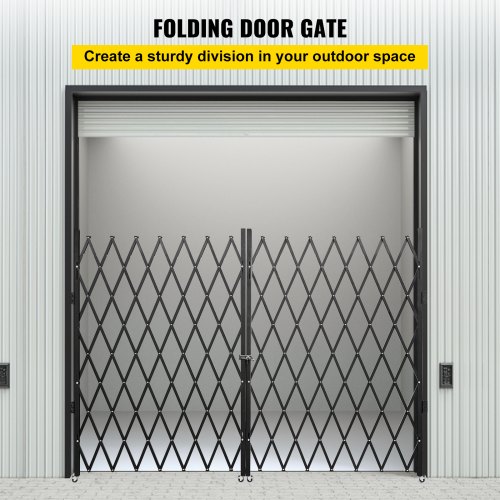 VEVOR Double Folding Security Gate, 5' H x 10' W Folding Door Gate ...