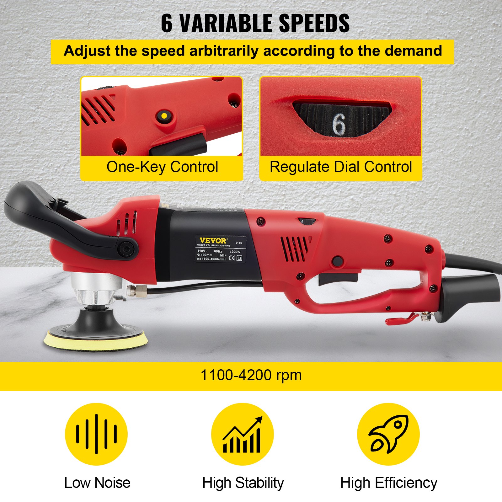 Vevor Wet Grinder 800w VEVOR 800W Wet Polisher - 7-Pad Kit For Stone ...