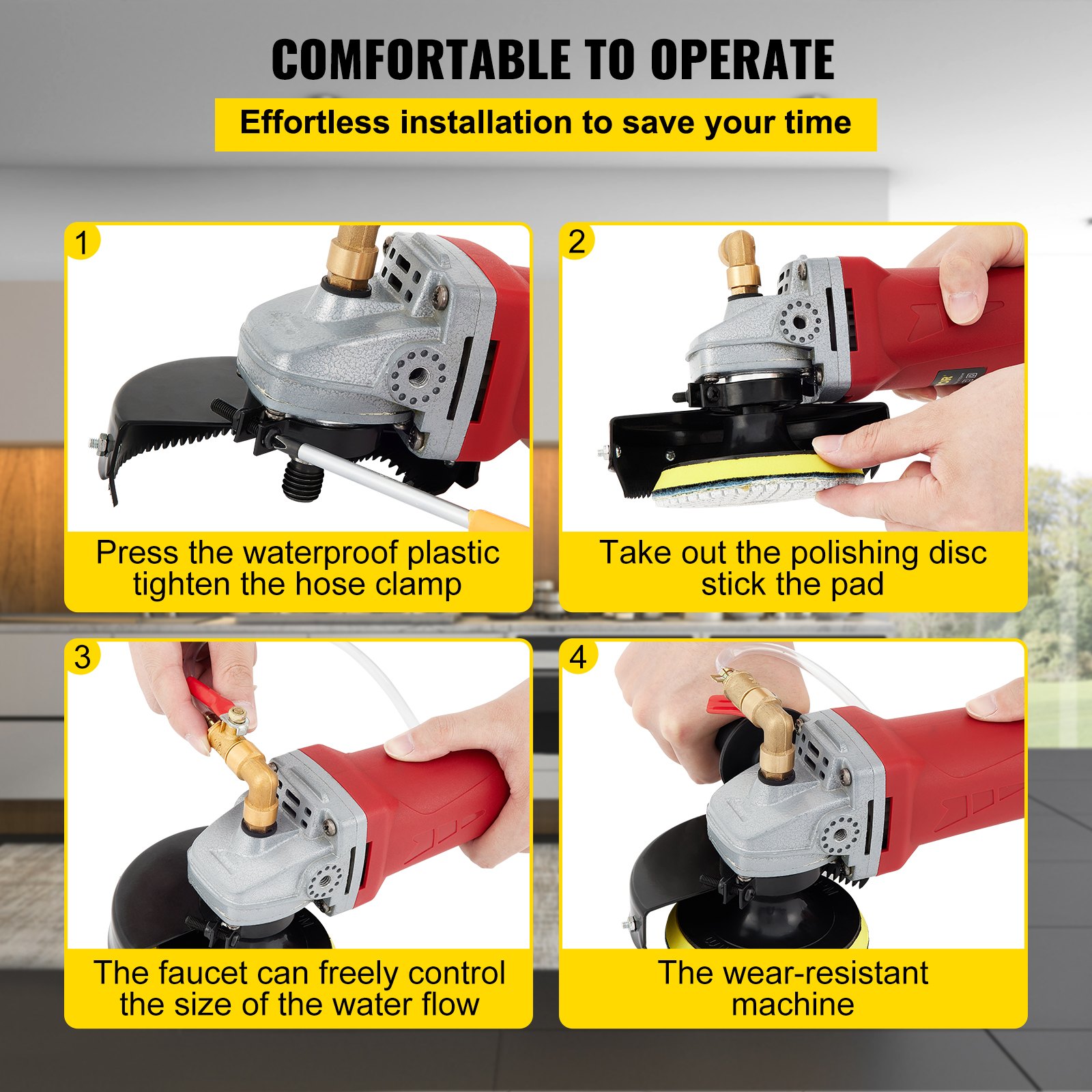 VEVOR Wet Buffer / Polisher, Variable Speed 8 pcs Kit, Extra 4" & 5 ...