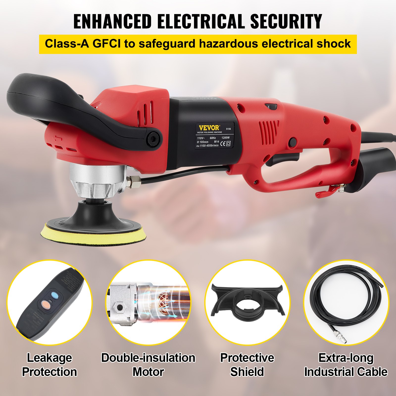 VEVOR Variable Speed Wet Polisher Grinder Upgrade Polishing Kit Granite ...