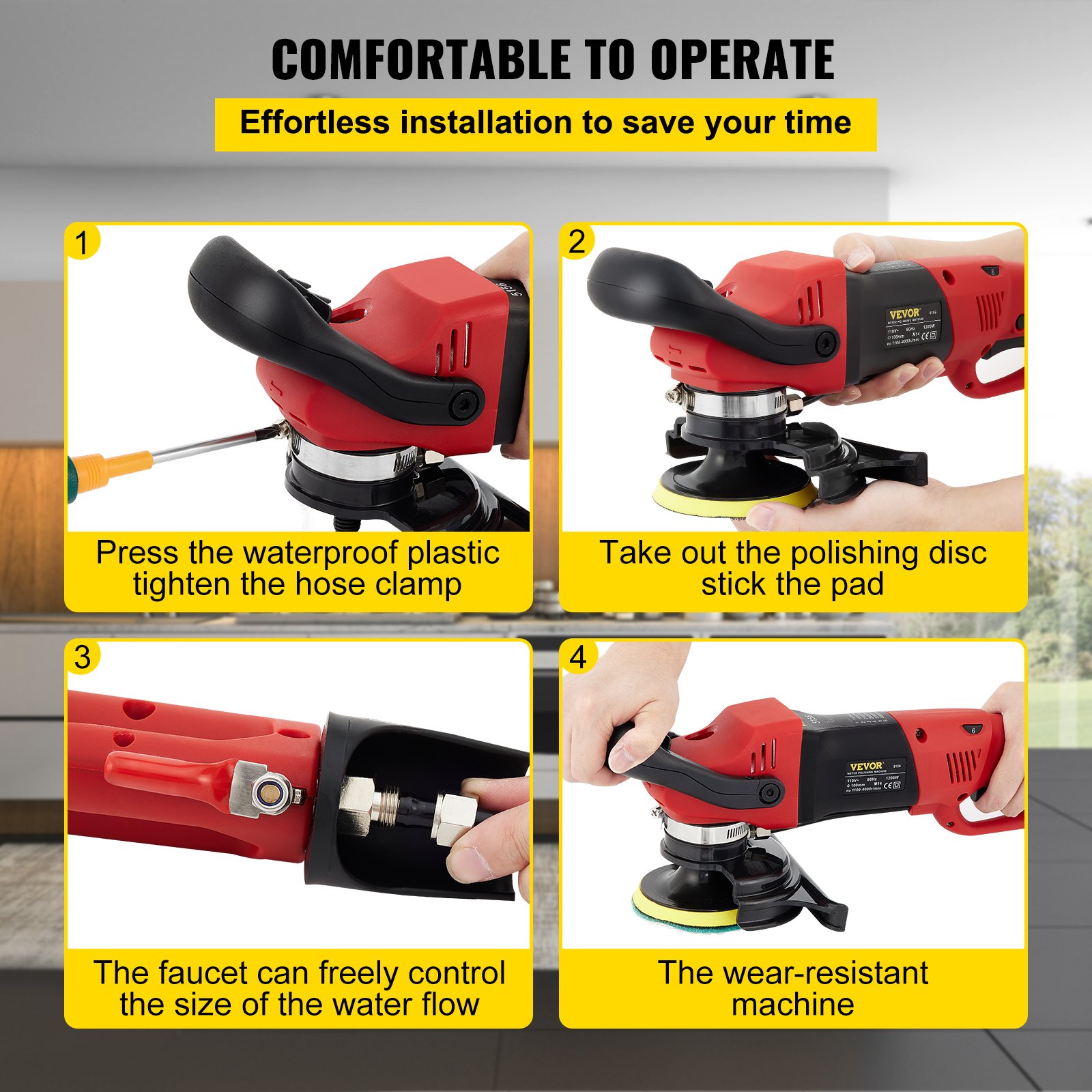 VEVOR Variable Speed Wet Polisher Grinder Upgrade Polishing Kit Granite ...