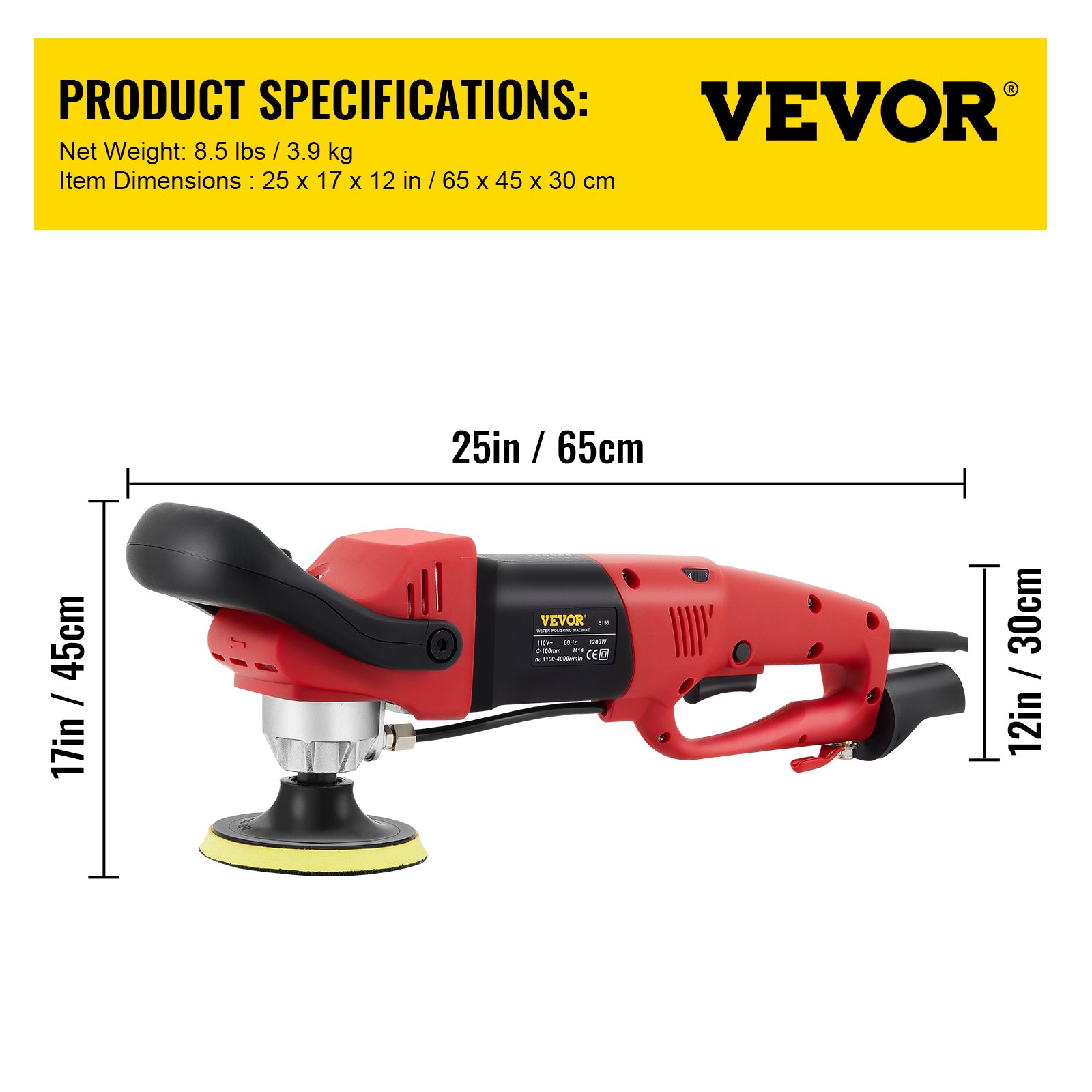 VEVOR Variable Speed Wet Polisher Grinder Upgrade Polishing Kit Granite ...