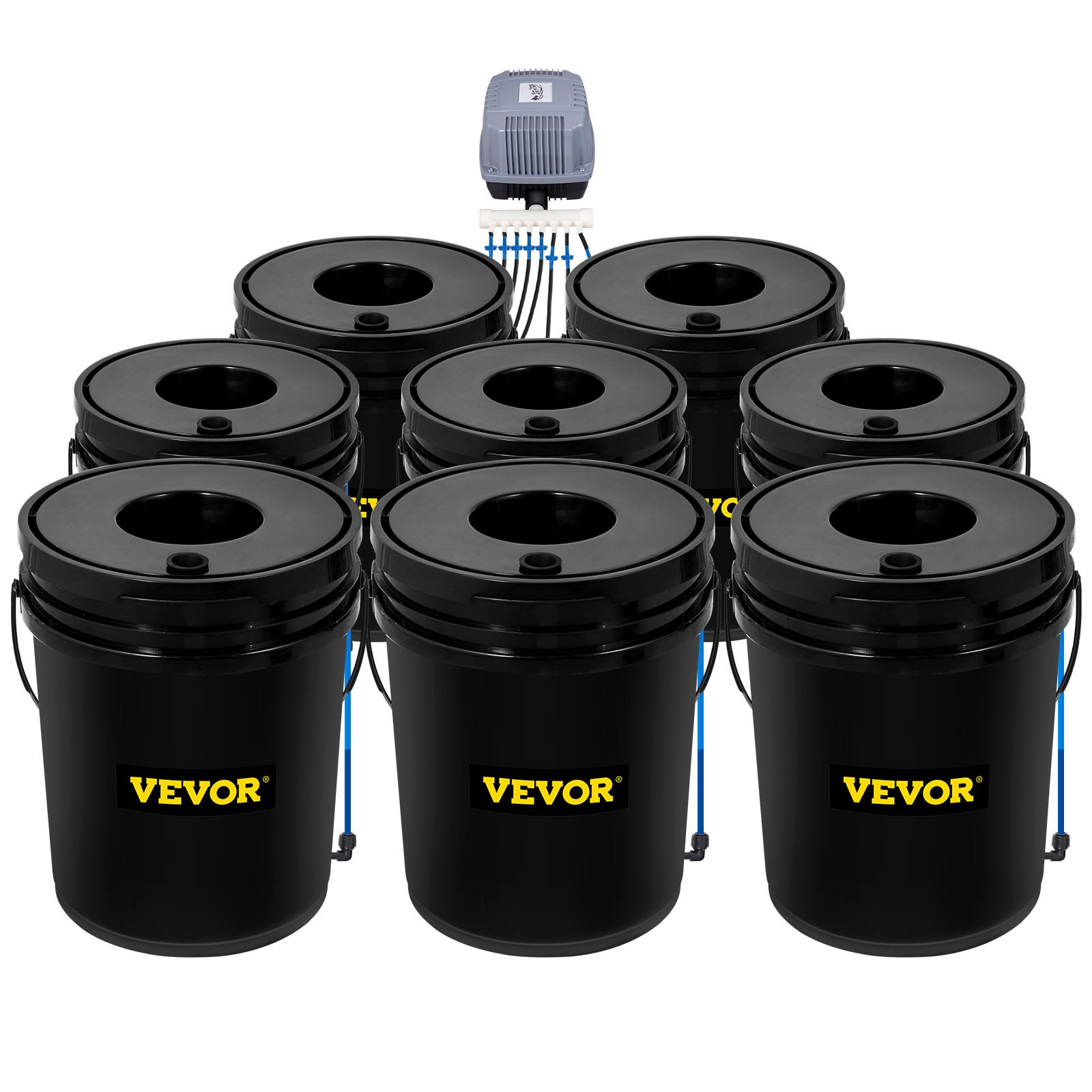 VEVOR DWC Hydroponic System, 5 Gallon 8 Buckets, Deep Water Culture ...