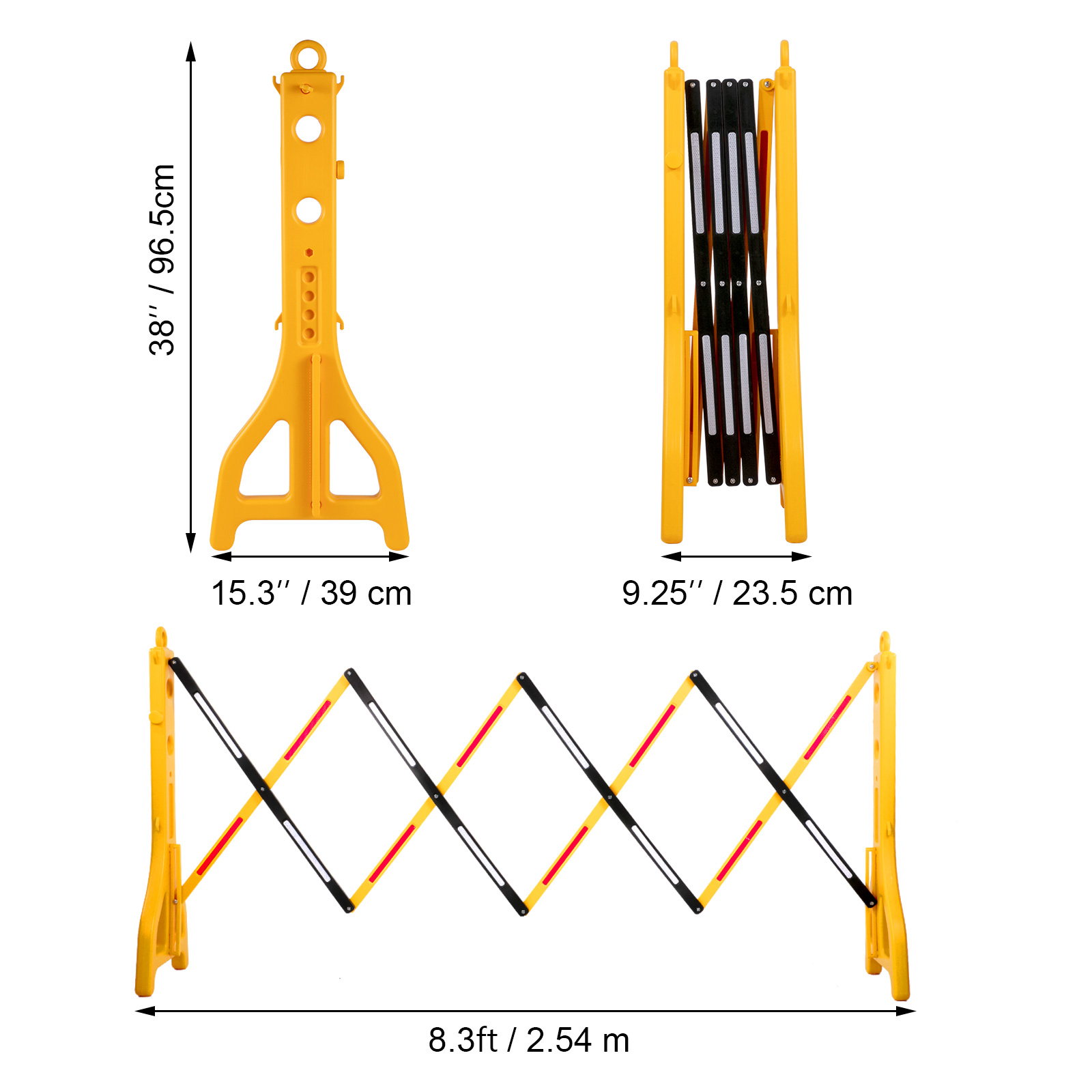 Vevor Expandable Mobile Barricade Expandable Barricade Fence 1pcs 8.3ft ...