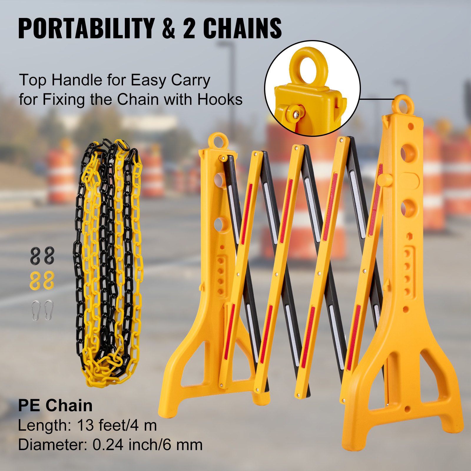 VEVOR Expandable Mobile Barricade 8.3ft Width Plastic Barricade Water ...