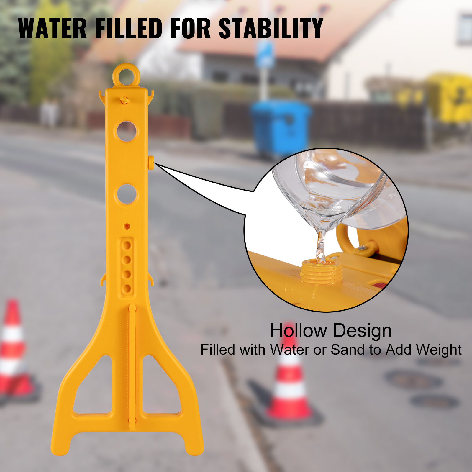 VEVOR Expandable Mobile Barricade 8.3ft Width Plastic Barricade Water ...