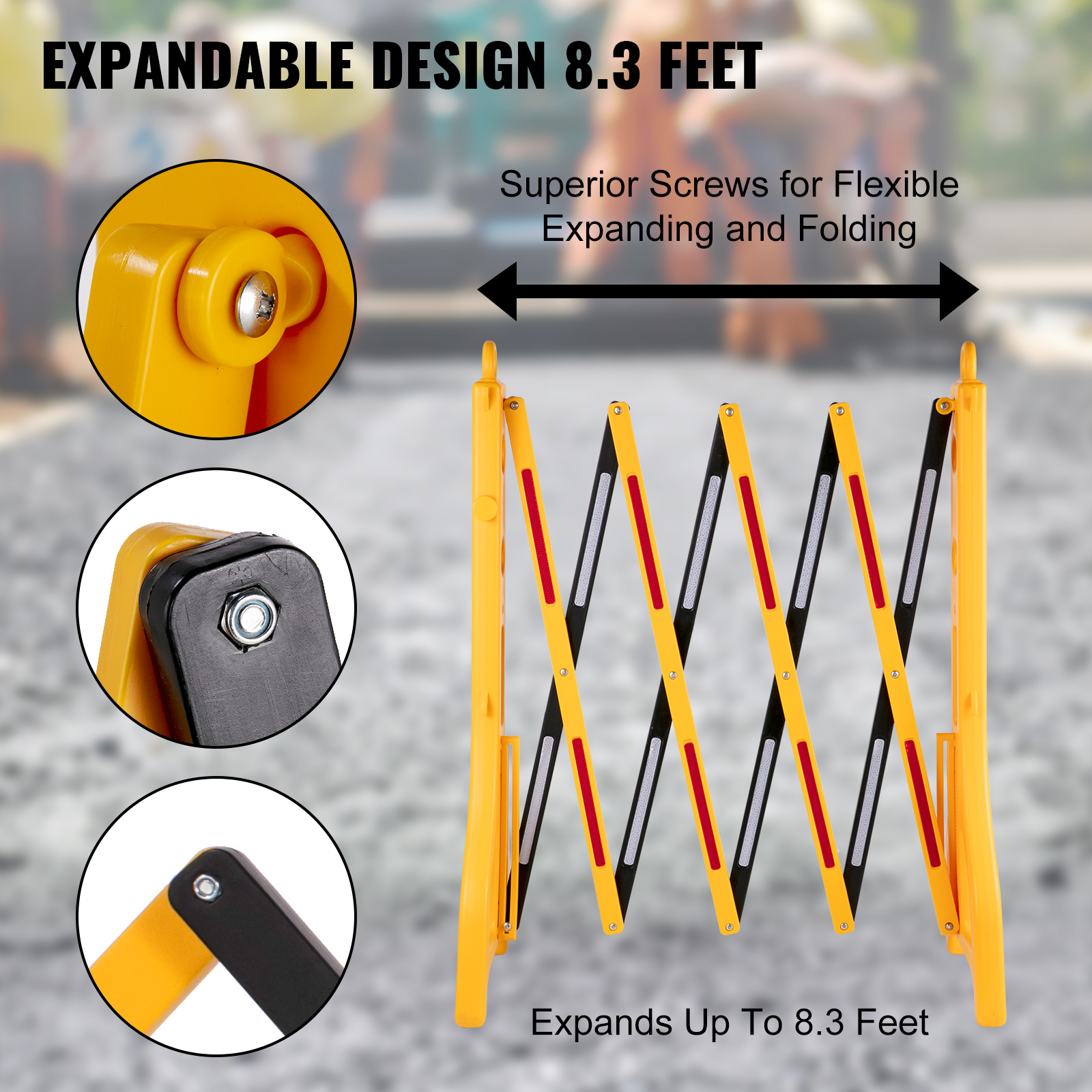 VEVOR Expandable Mobile Barricade 8.3ft Width Plastic Barricade Water ...