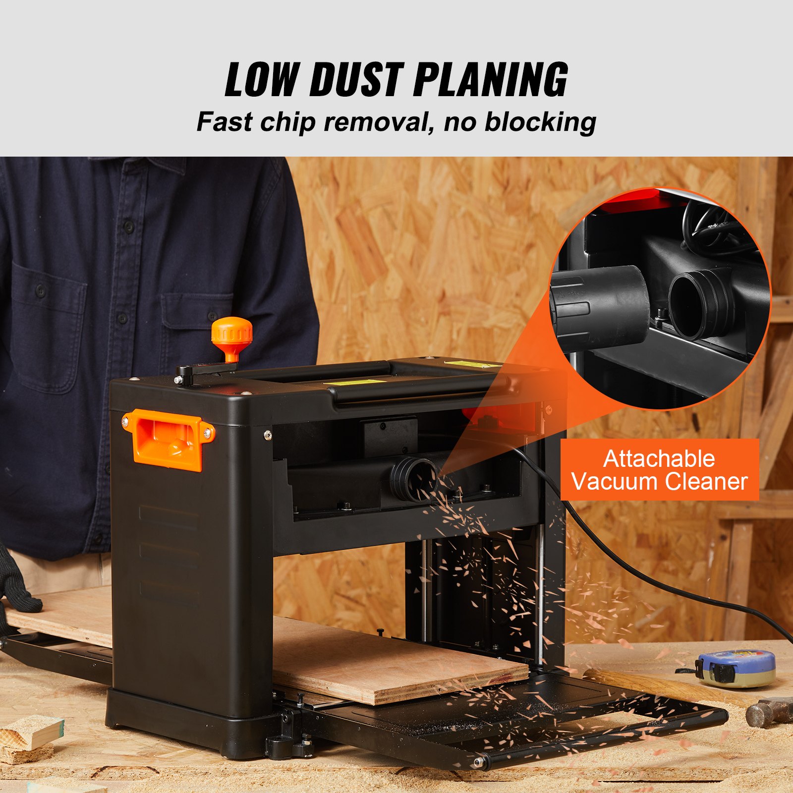 VEVOR Thickness Planer, Two Speed, 13" Width Worktable Benchtop Planer ...