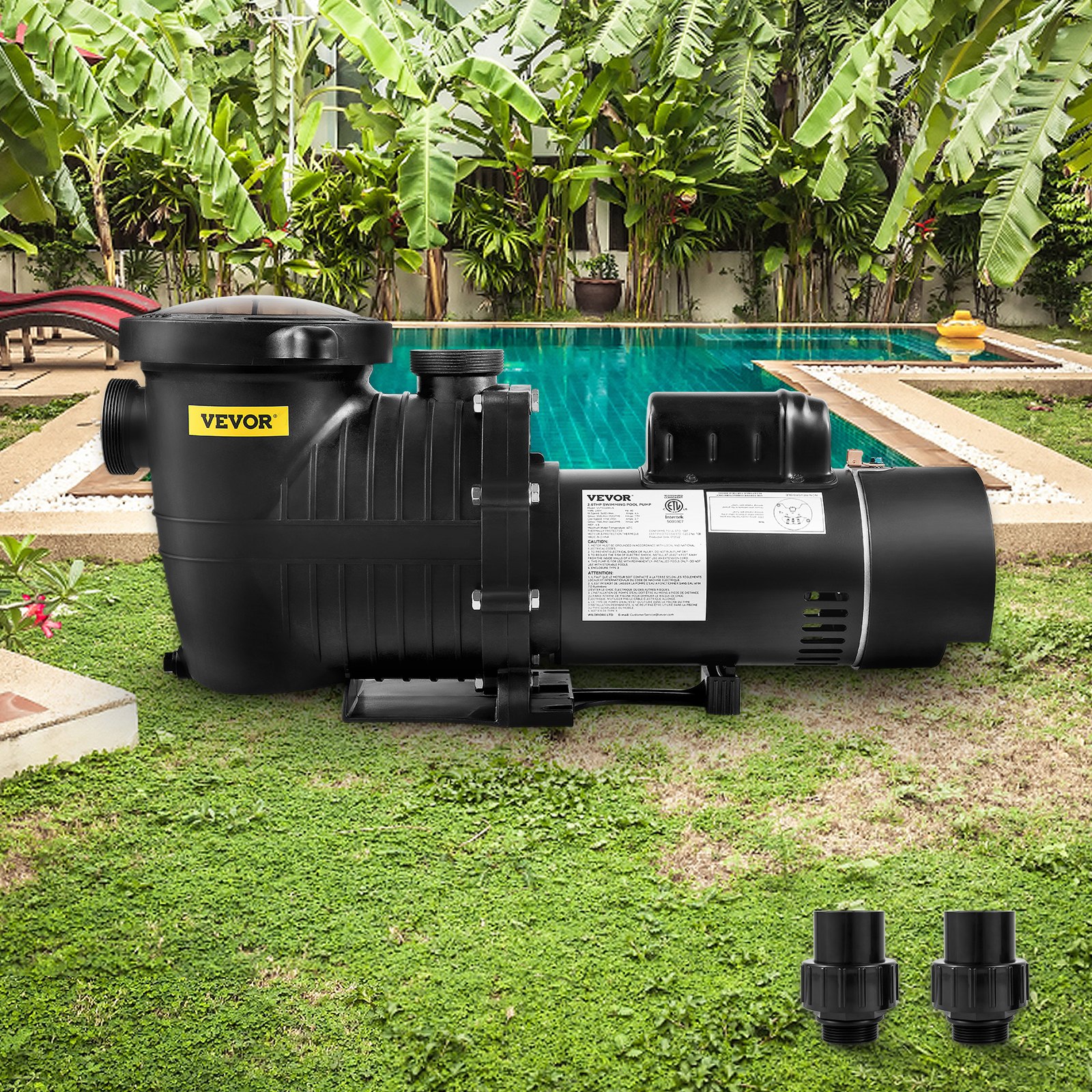 VEVOR Pool Pump 1.5HP 230V, Variable Dual Speed Pumps 1100W for Above ...