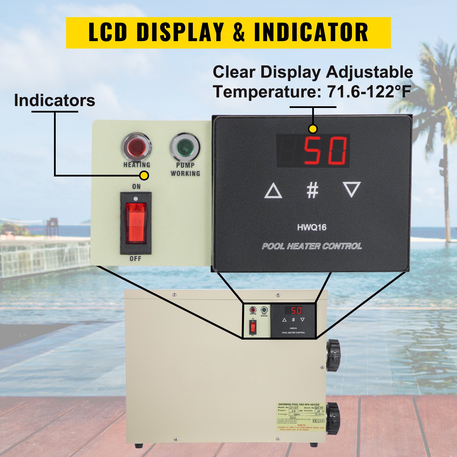 11KW 240V Swimming Pool & SPA Hot Tub Electric Water Heater Digital ...