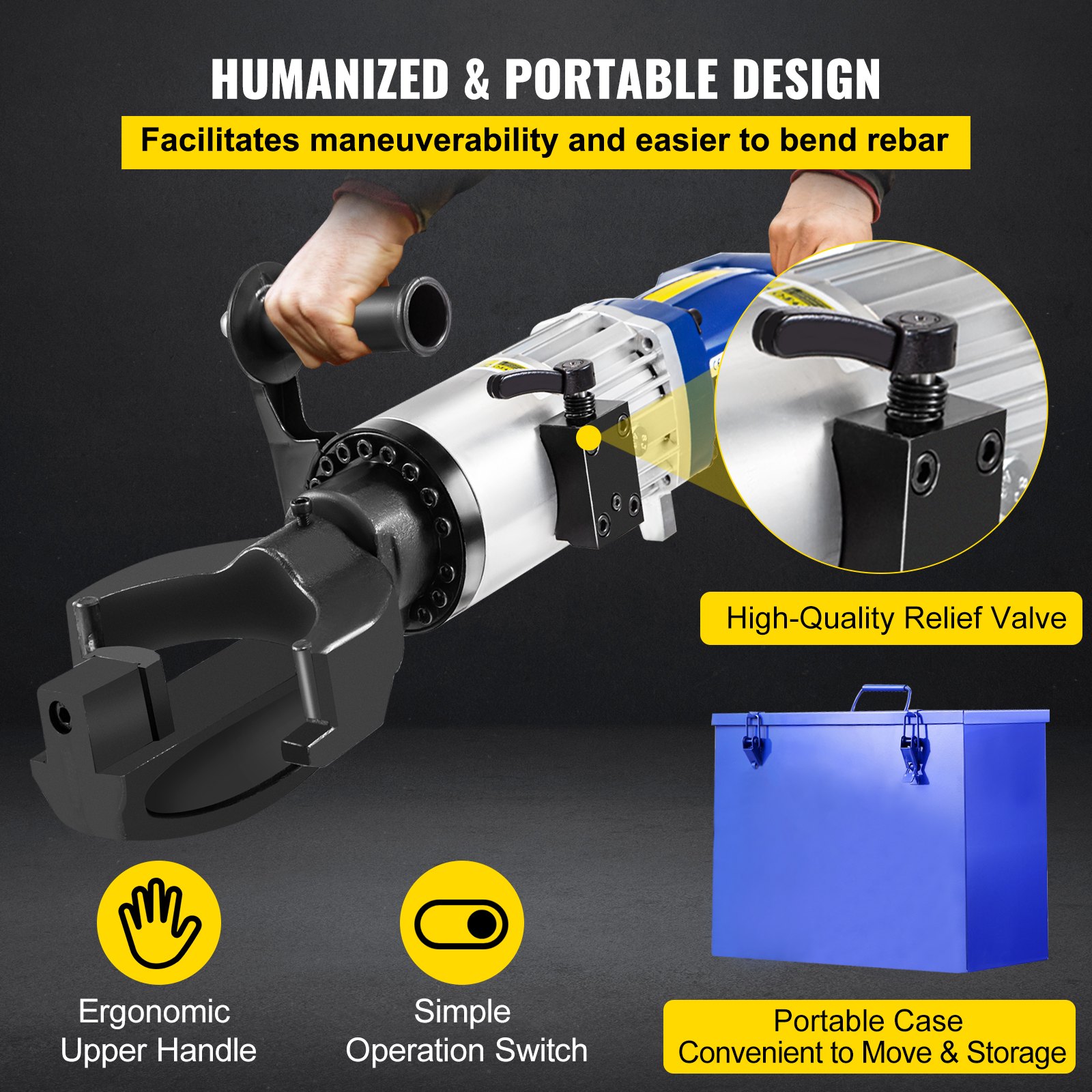 VEVOR Electric Hydraulic Rebar Bender, 1.2 KW 0.9 inch 22 mm Hand Held ...