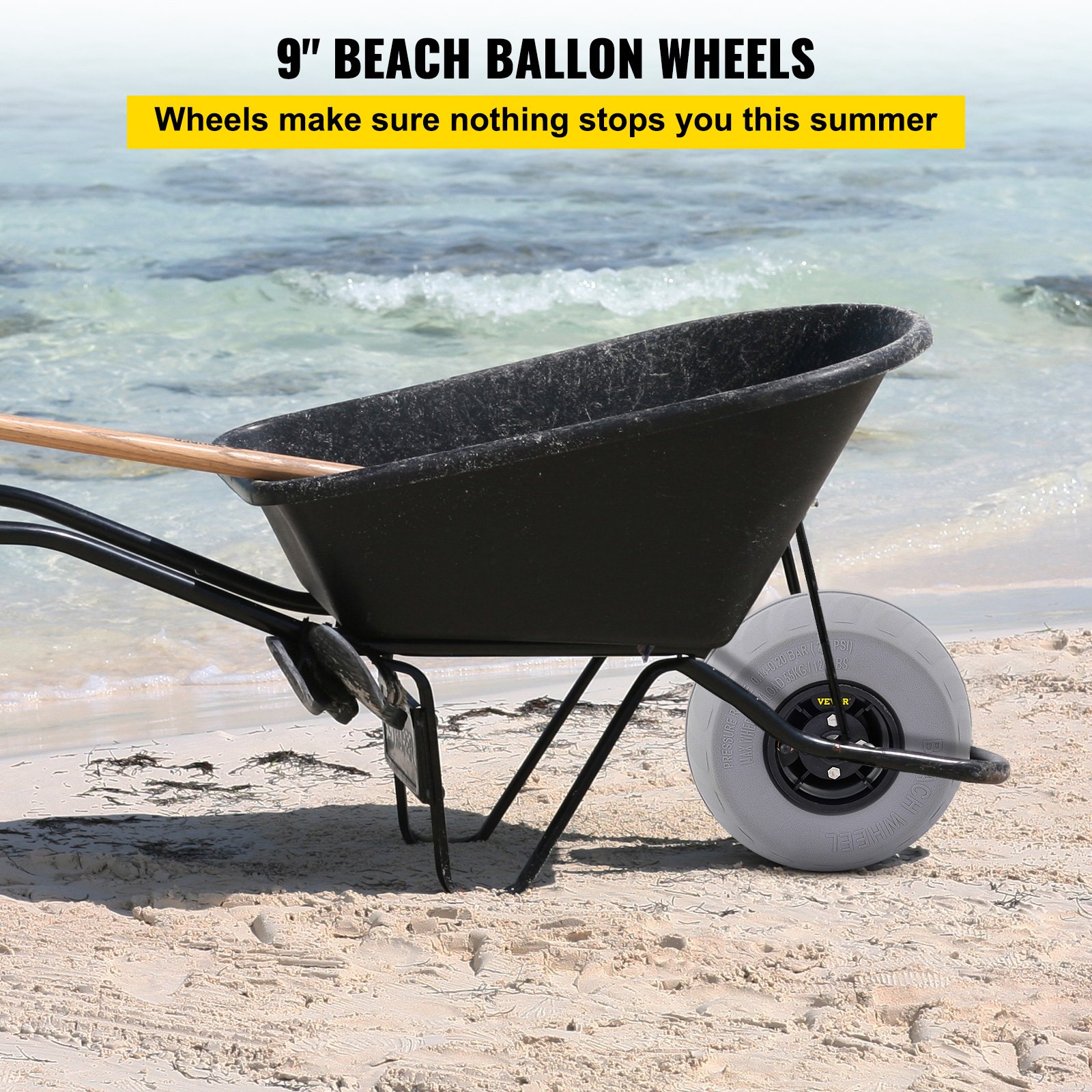 VEVOR Balloon Beach Wheels Replacement Beach Tire 9" PVC 77LBS Payload ...