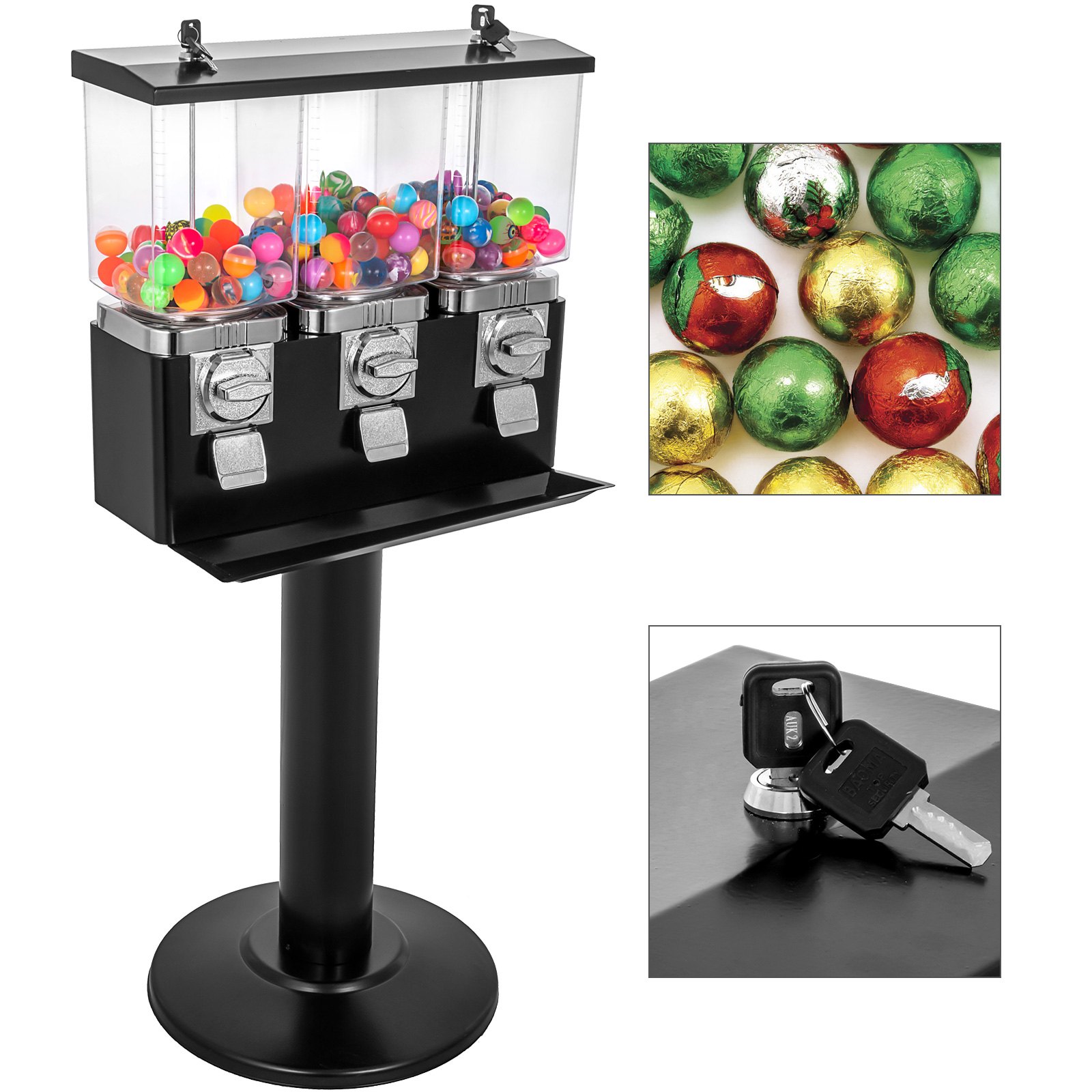 Triple Bulk Candy Vending Machine With Stand Removable Canisters 1 ...