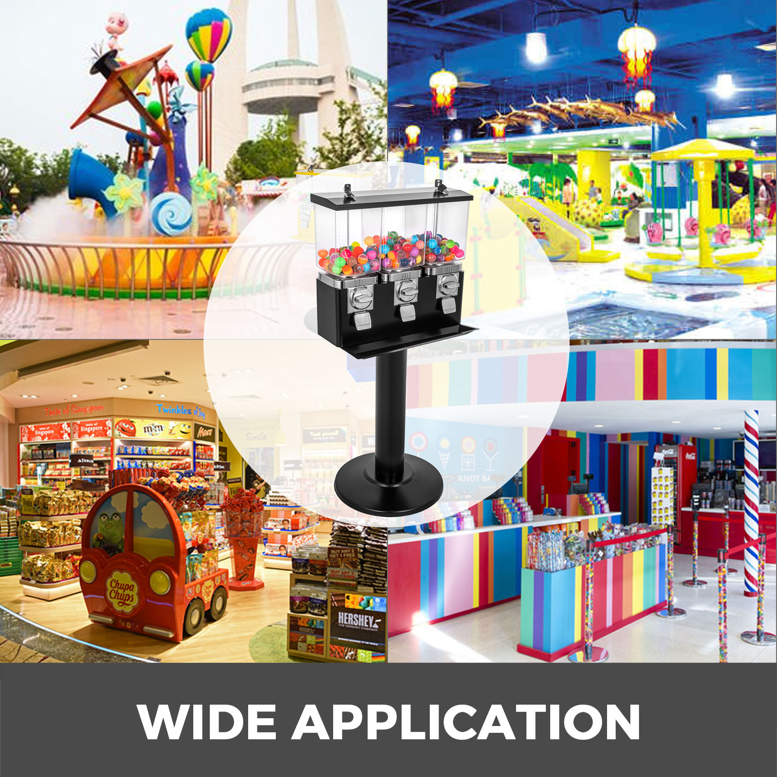 Triple Bulk Candy Vending Machine With Stand Removable Canisters 1 ...