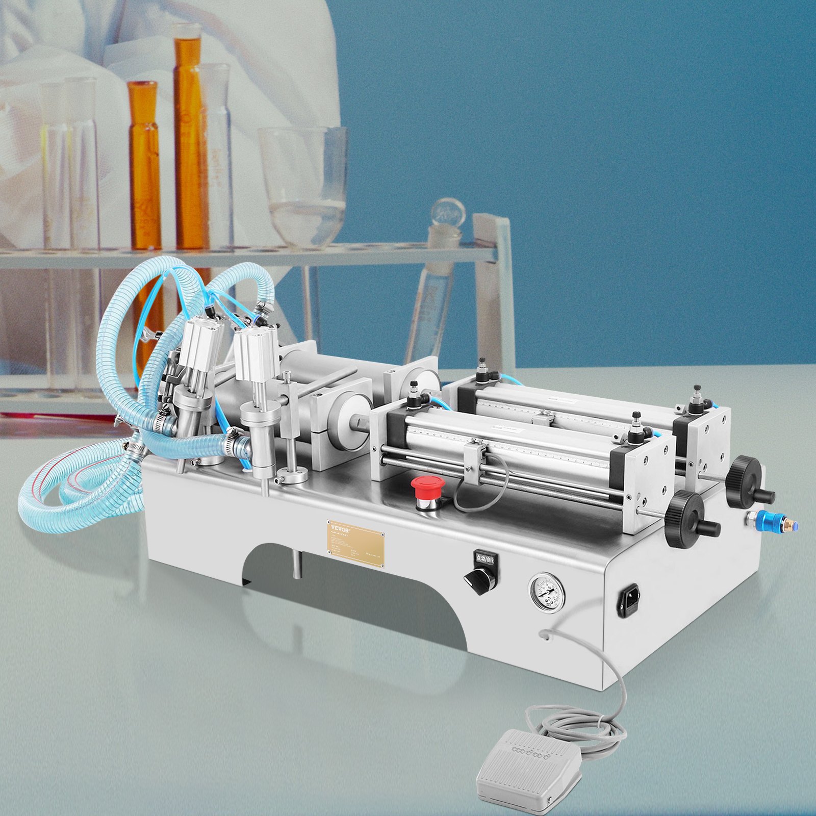 VEVOR Horizontal Liquid Filling Machine 100-1000ml, Pneumatic Liquid ...