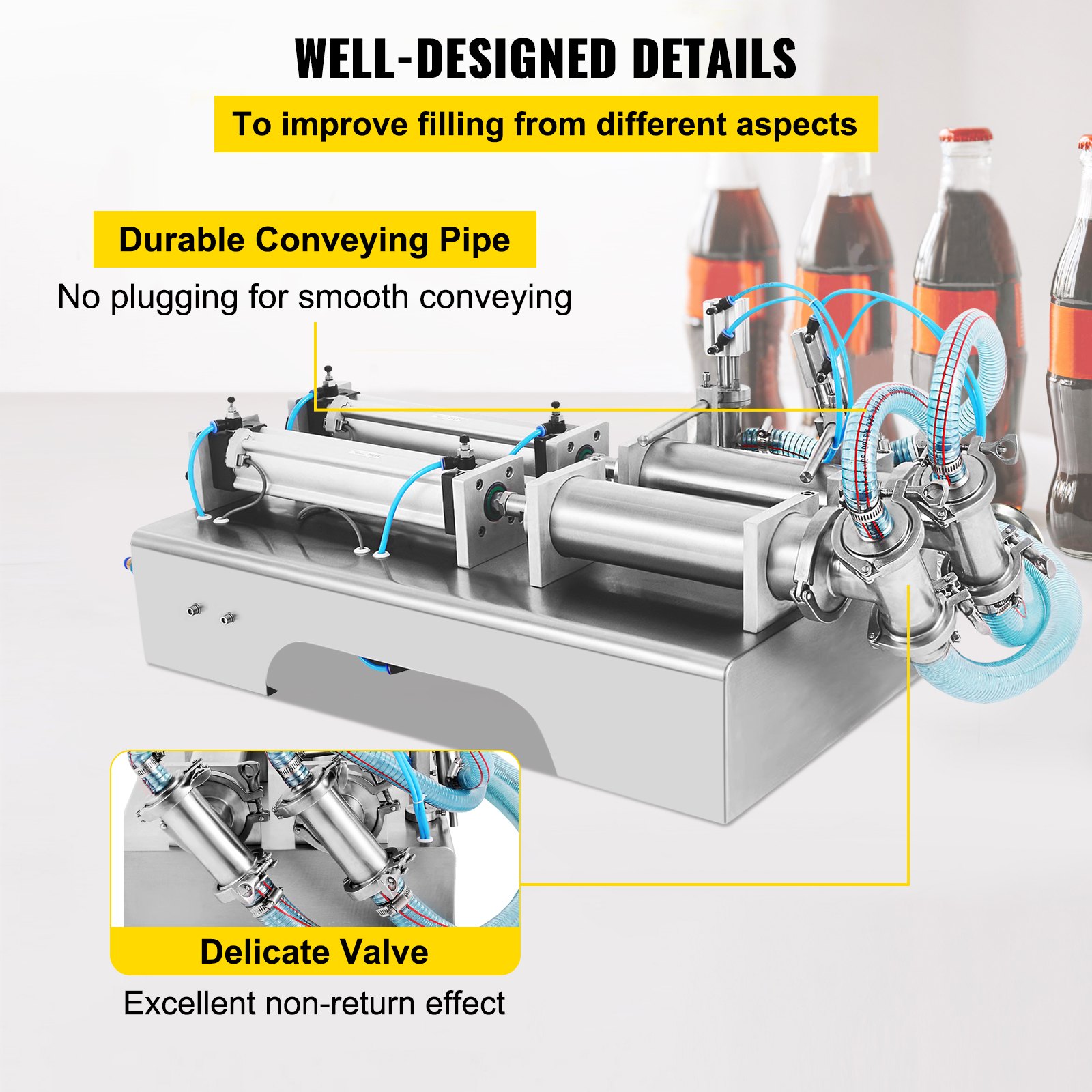 VEVOR Horizontal Liquid Filling Machine 100-1000ml, Pneumatic Liquid ...