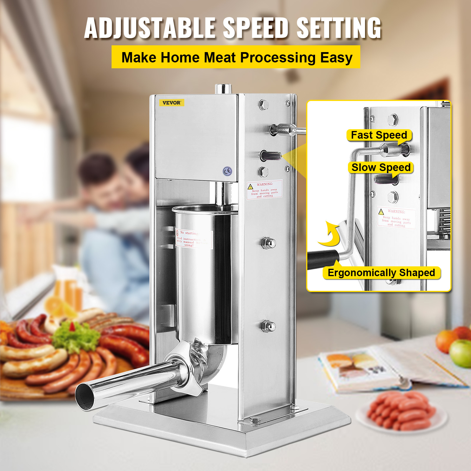 15L Vertical Commercial Sausage Stuffer Two Speed 304 Stainless Steel ...