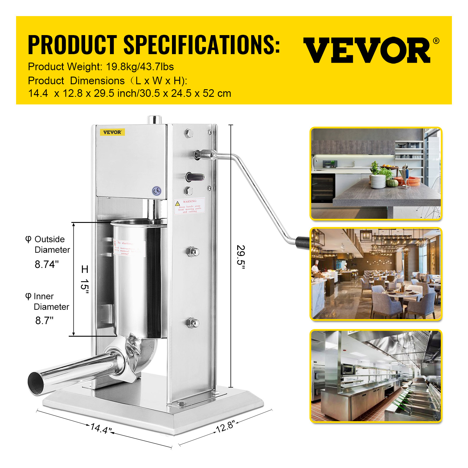 15L Vertical Commercial Sausage Stuffer Two Speed 304 Stainless Steel ...