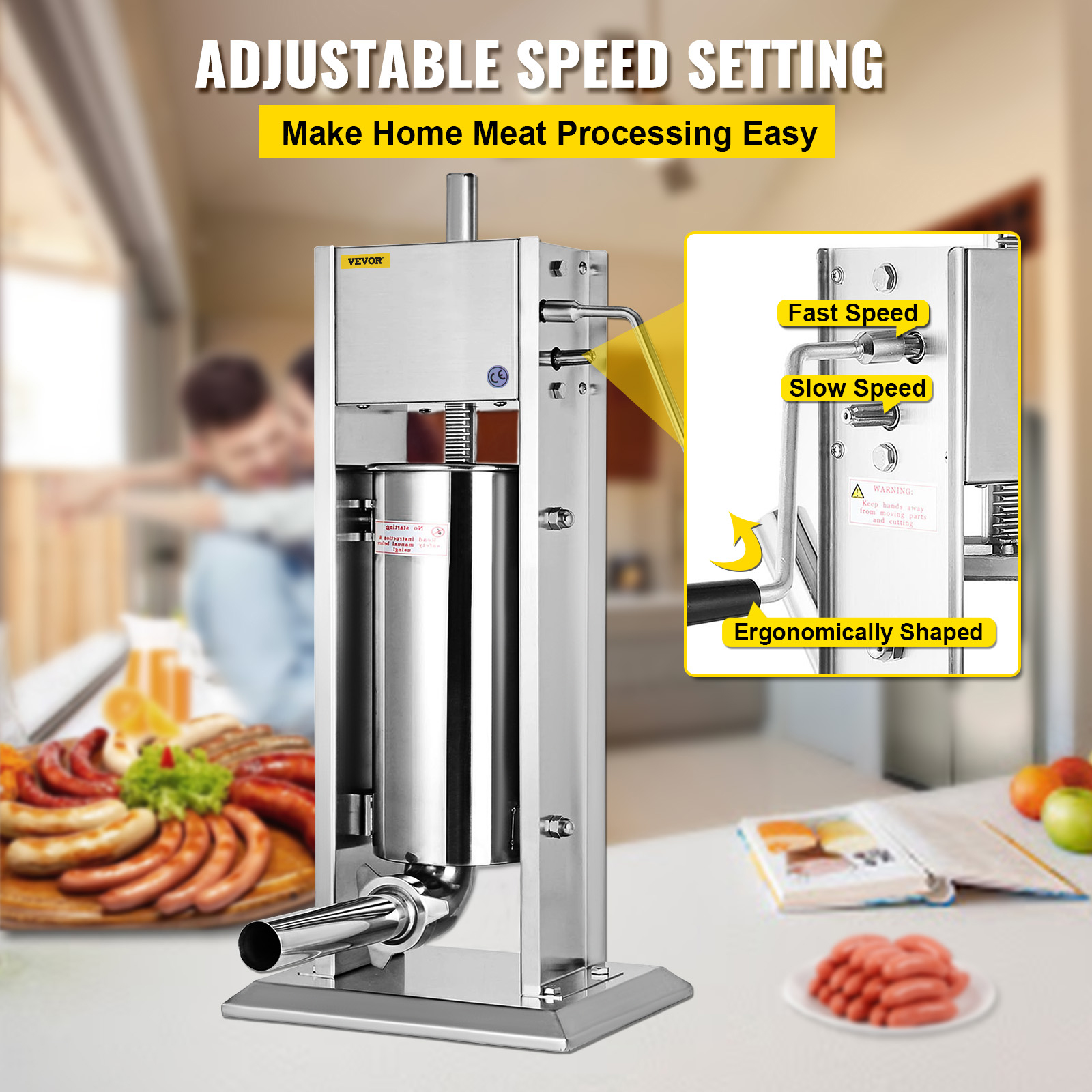 7L Vertical Sausage Stuffer Meat Maker Filler Stainless Steel ...