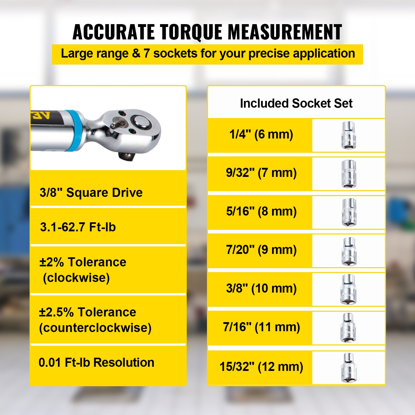 VEVOR Digital Torque Wrench, 3/8" Drive Electronic Torque Wrench ...