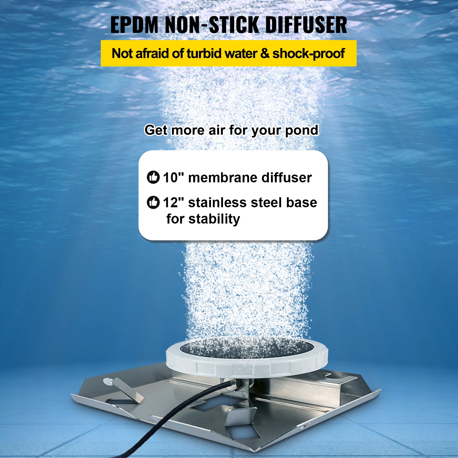 VEVOR Pond Aerator, for Up to 3 Acres, Lake Aeration System with 3/4 HP ...