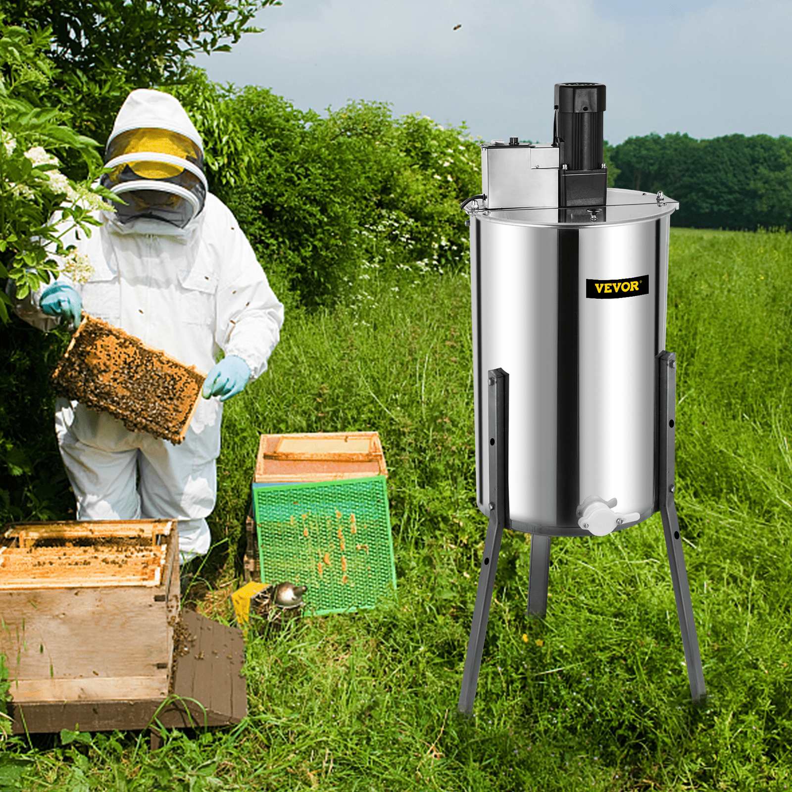 VEVOR Electric Honey Extractor Separator 3 Frame Bee Extractor ...