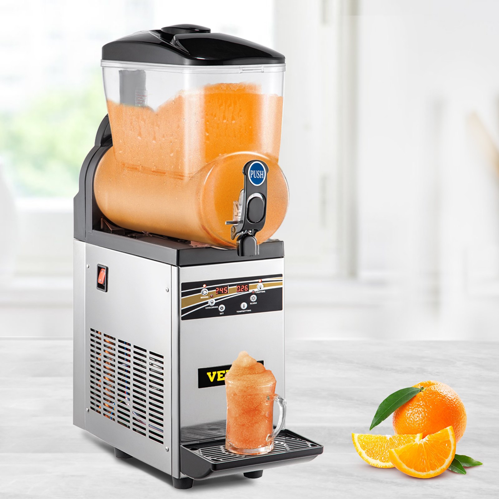 VEVOR Slush Frozen Drink Machine, 15L Tank Commercial Margarita Machine, 500W Stainless Steel ...