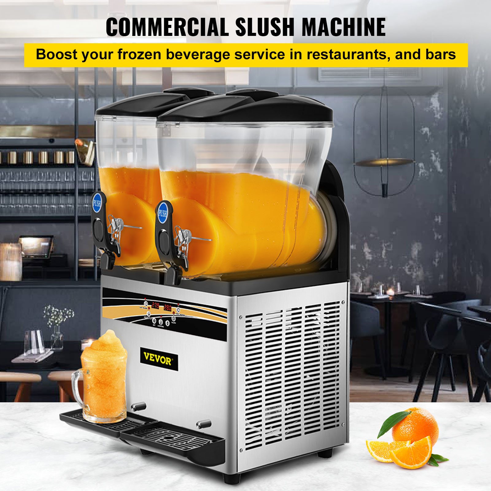 Vevor Commercial Slush Machine Margarita Slush Maker 2x15l Frozen Drink ...