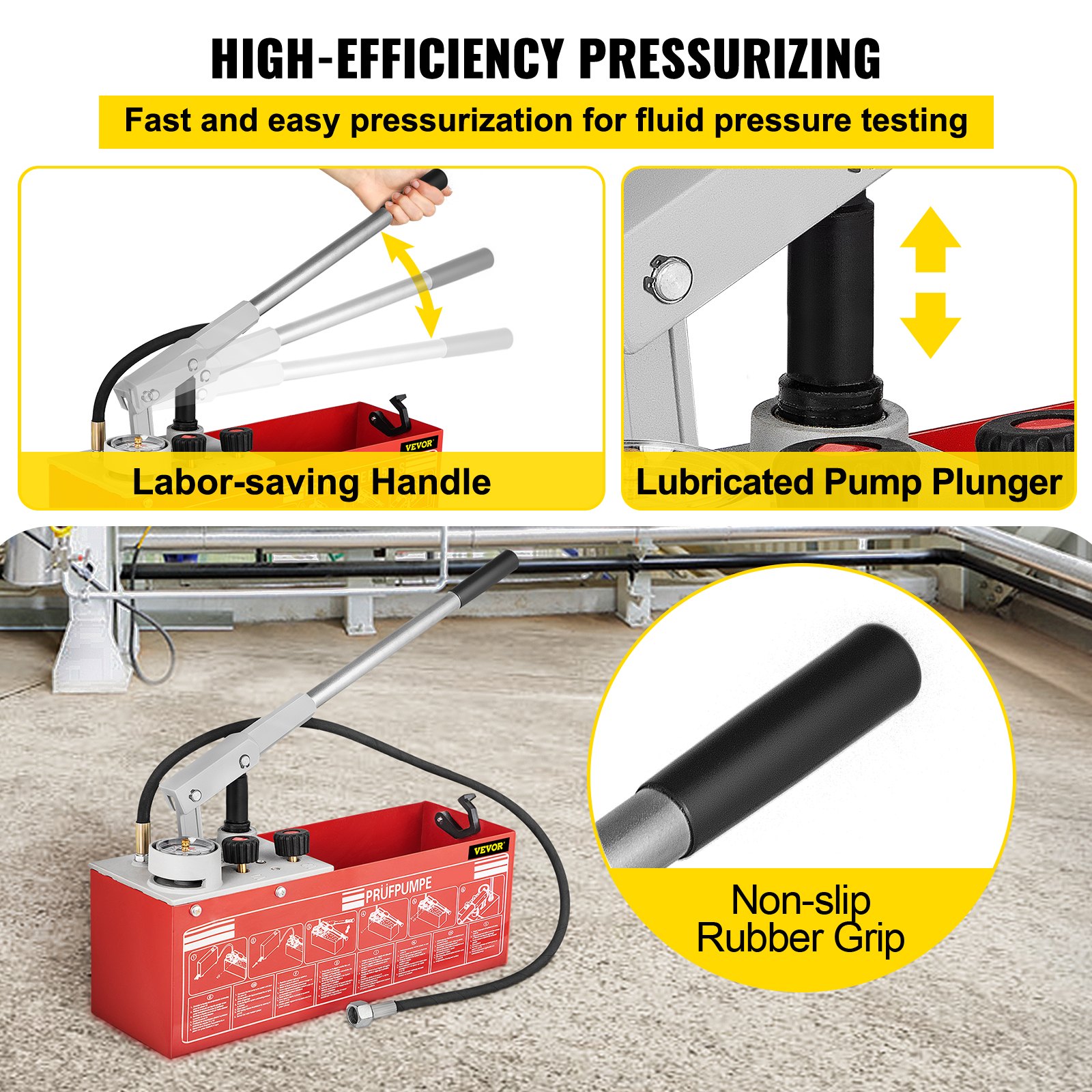 VEVOR Hydrostatic PressureTest Pump 25 bar/2.5 MPa 3.2 Gallon Tank for ...